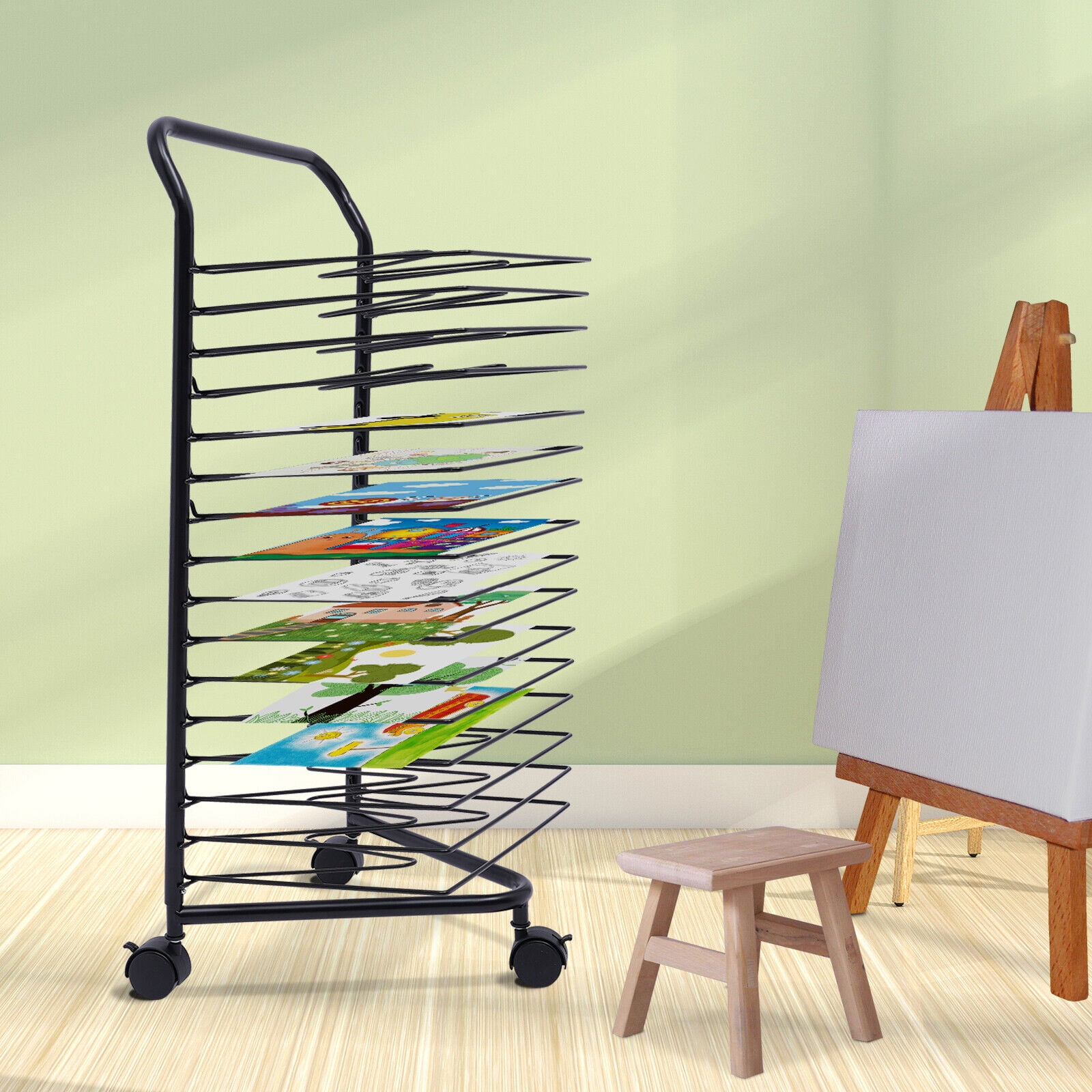 TOOL1SHOoo Mobile Art Drying Rack for Classrooms, Art Studio, Storing ...