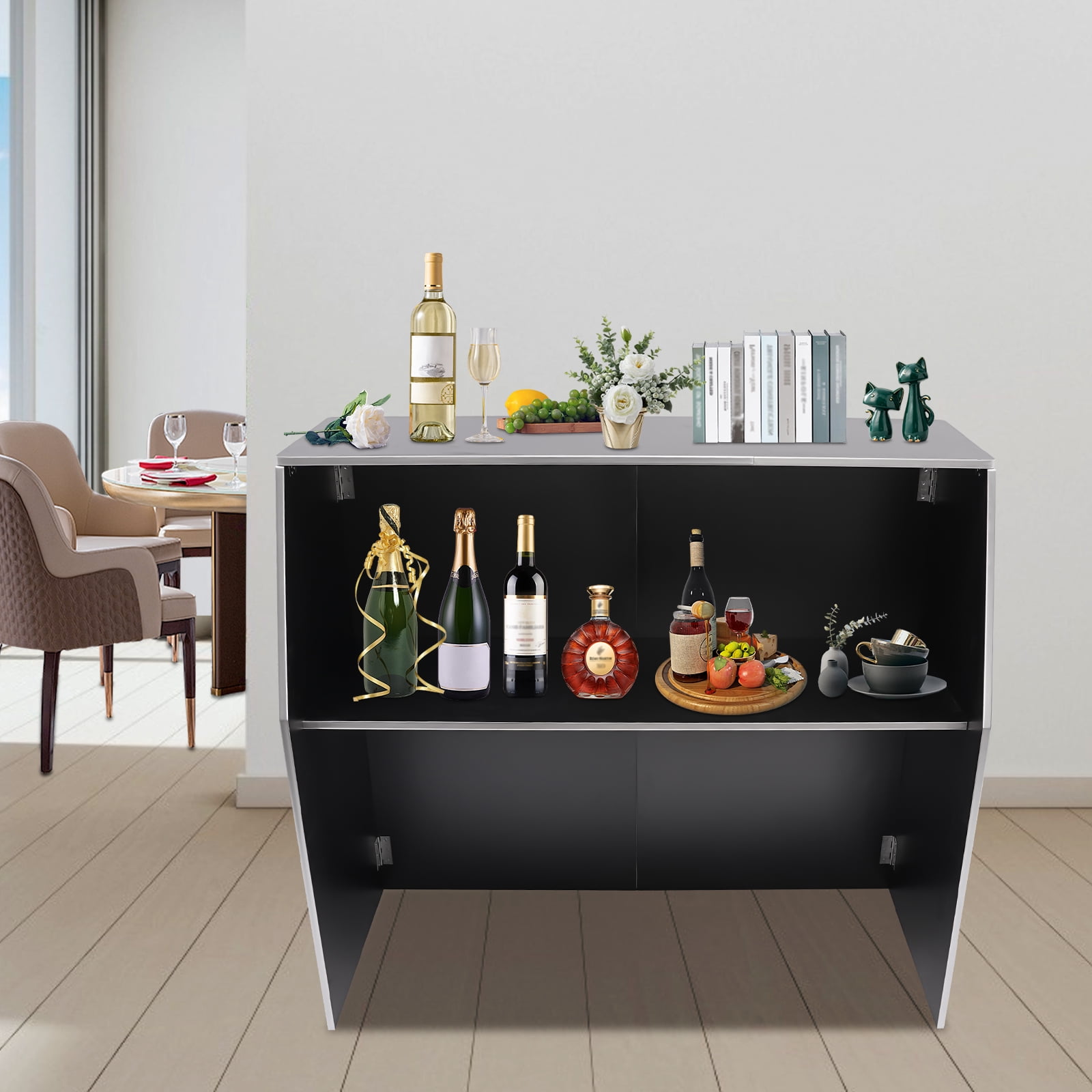 TOOL1SHOoo Portable Foldable Event bar Cabinet 19.5x47.75x42.75in Black ...