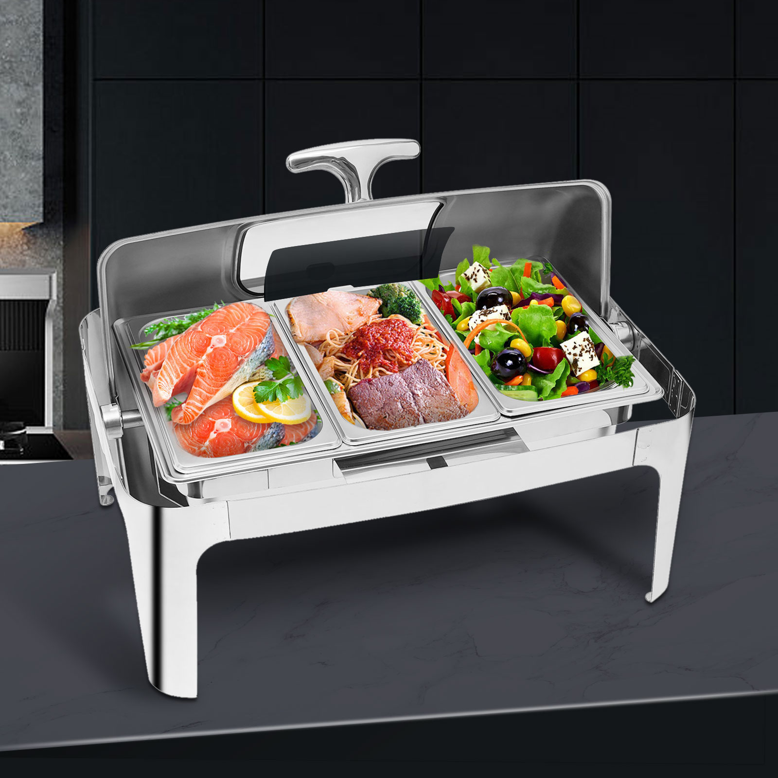 TOOL1SHOoo Roll-Top Chafing Dish Buffet Set for Catering Rolling Buffet ...