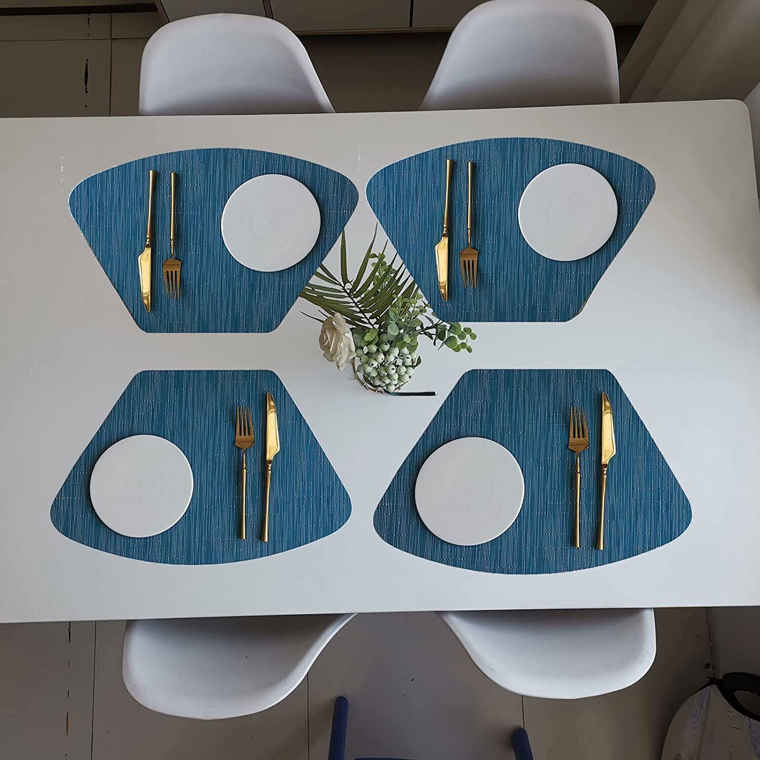 TOOL1SHOoo Set of 4 PVC Curved Table Mats with Anti Slip and Thermal ...