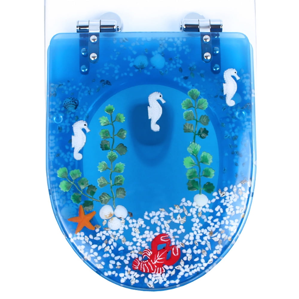 TOOL1SHOoo Resin Toilet Seat, Sea Shell Design, Silent Close Hinges, U ...