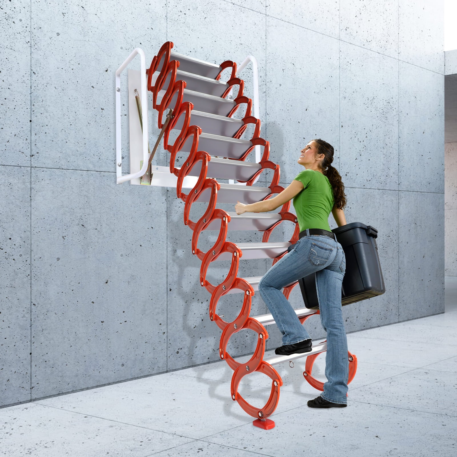 TOOL1SHOoo Wall Mounted Attic Loft Ladder Aluminum-Magnesium Alloy Loft ...