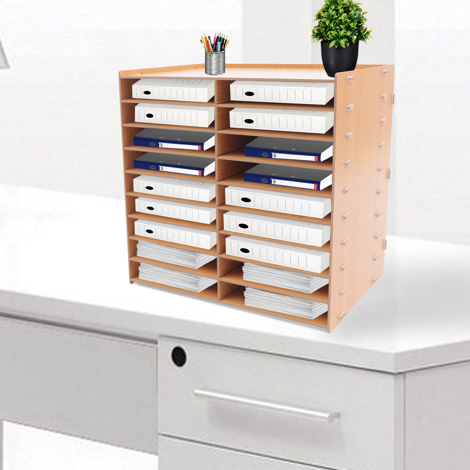 TOOL1SHOoo Wooden Paper Mail Tray Sorter Office Desktop File Literature ...