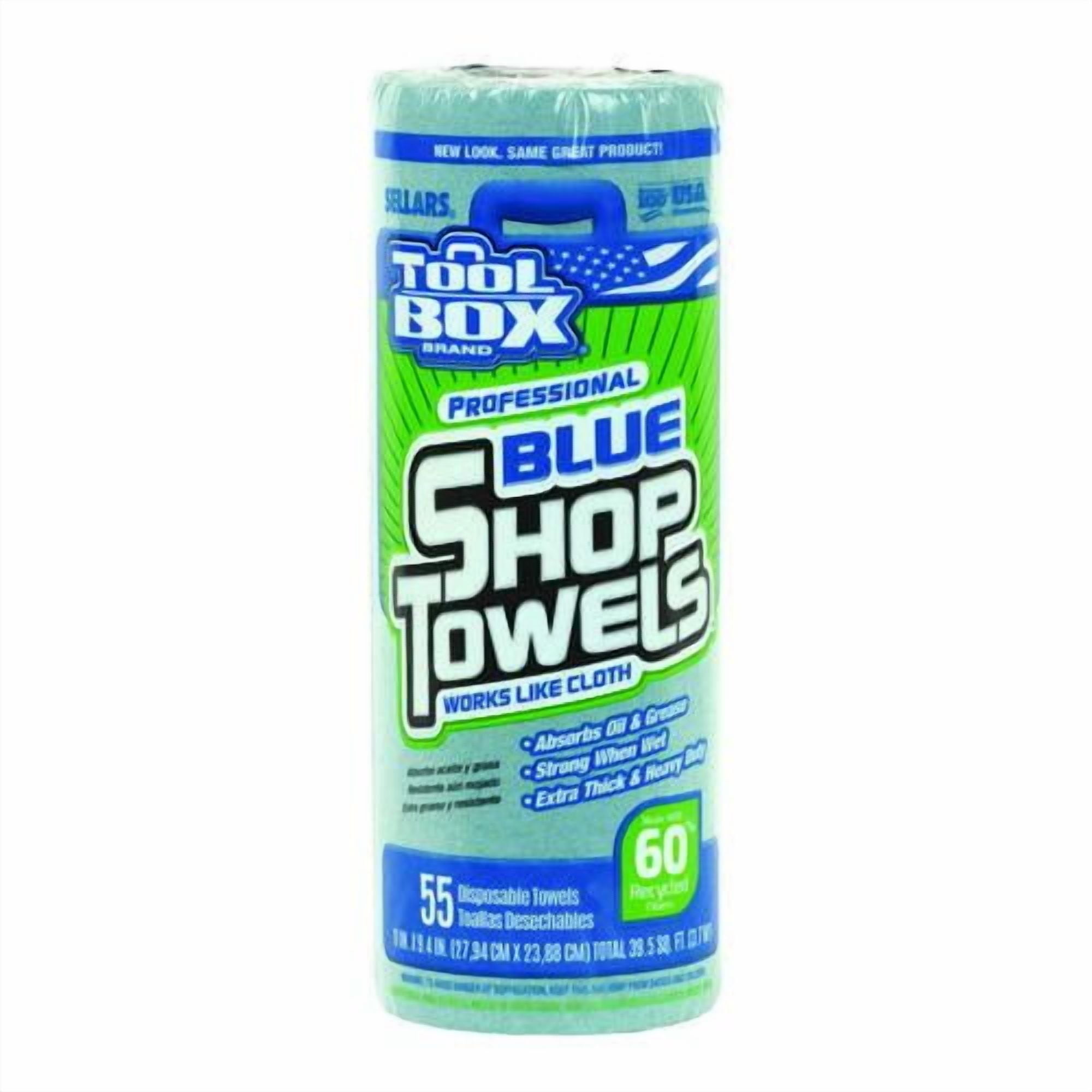 TOOLBOX Blue Shop Towels, 1-Ply, 11 x 9.4, Blue, 55 Sheets/Roll, 30 ...