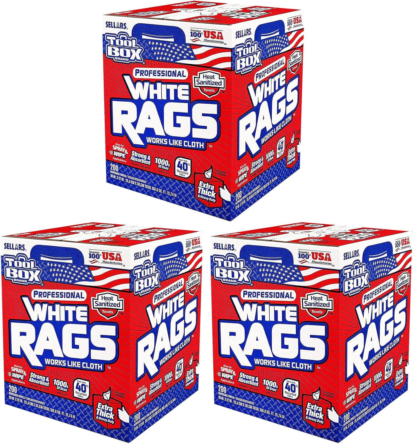 TOOLBOX Professional White Rags Shop Towels Center Pull Box for ...