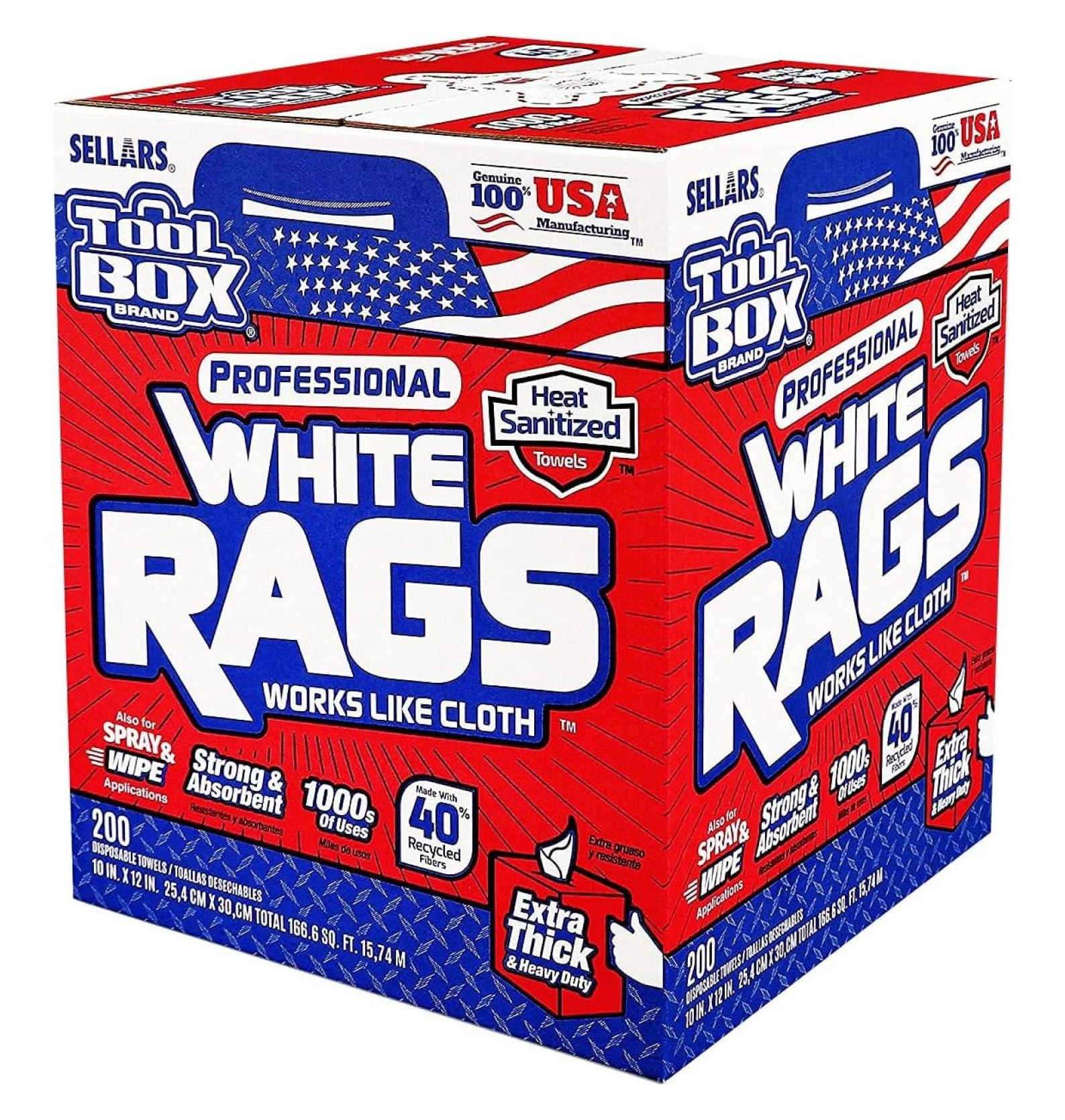 TOOLBOX Professional White Rags Shop Towels Center Pull Box for ...