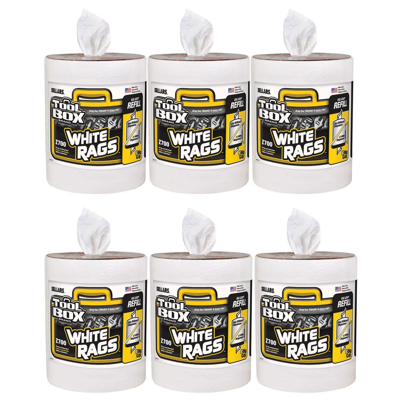 TOOLBOX Z700 Big Grip Bucket Refill White Rags - 6 Rolls - 1560 Towels ...