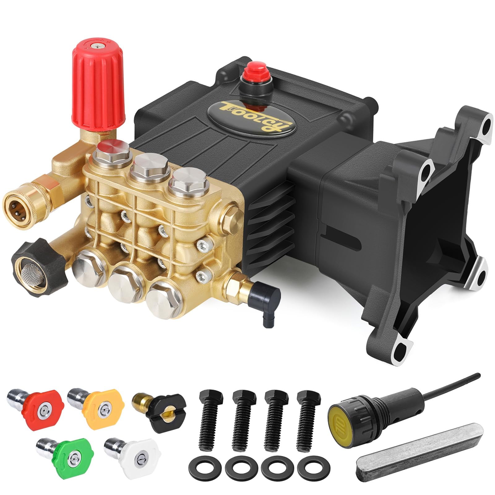 "TOOLCY Washer Pump for Honda 3500-4000 PSI, 3.8 GPM, 1"" Shaft, Triplex Plunger, Accessories ...