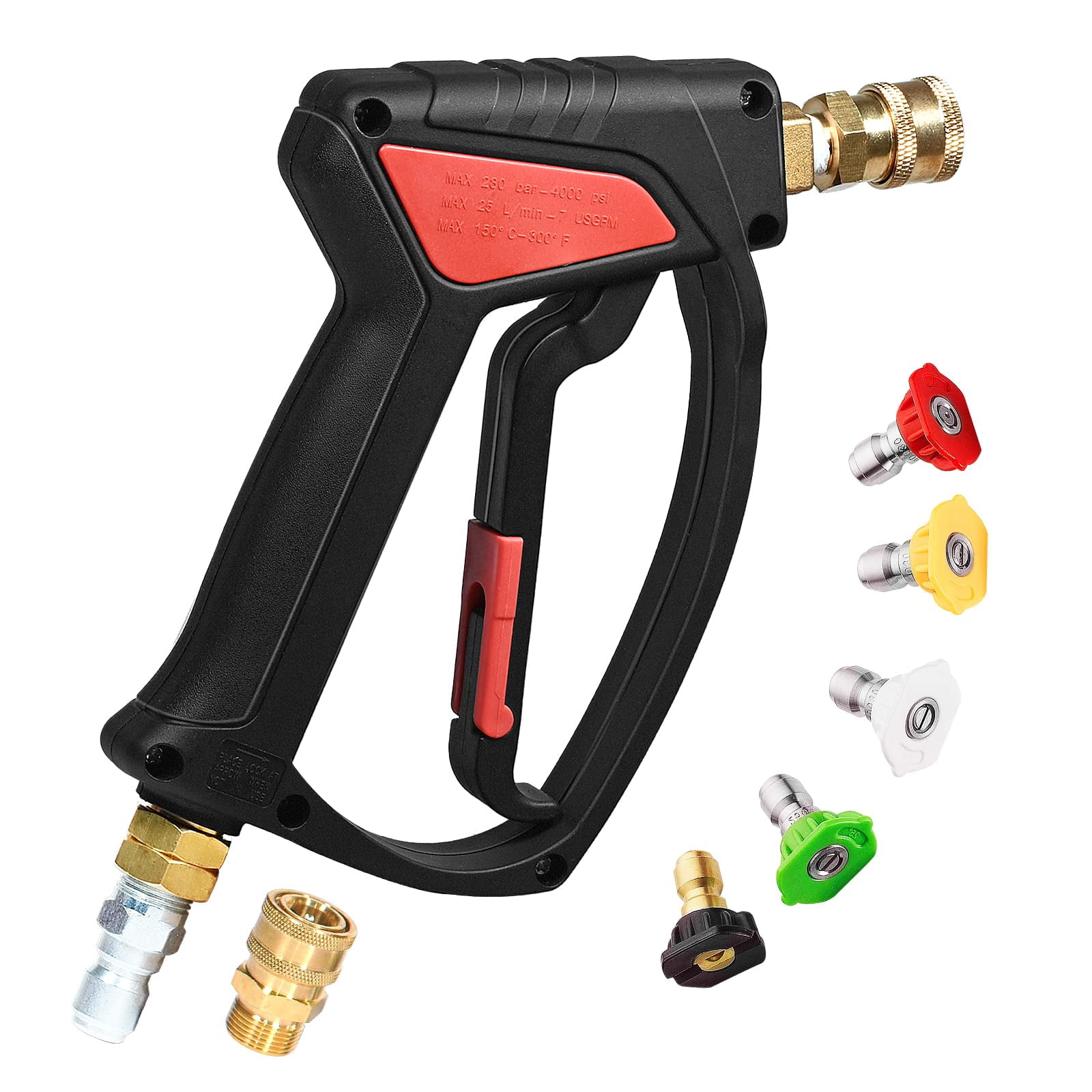 TOOLCY Short Pressure Washer Gun, 4500 PSI Power Washer Gun, Car Wash ...