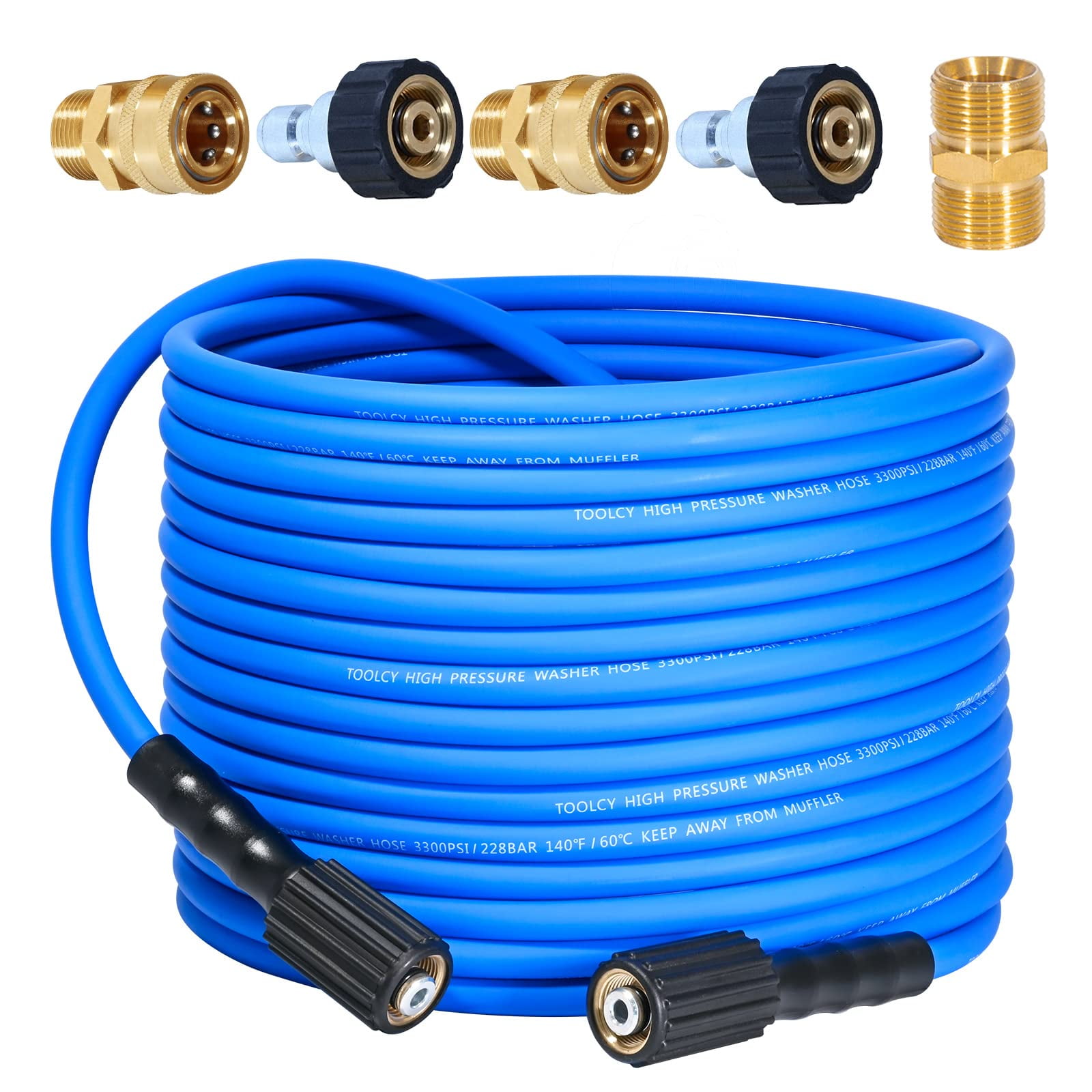 "TOOLCY 50ft High-Pressure Washer Hose, 3300 PSI Kink Resistant, M22 ...