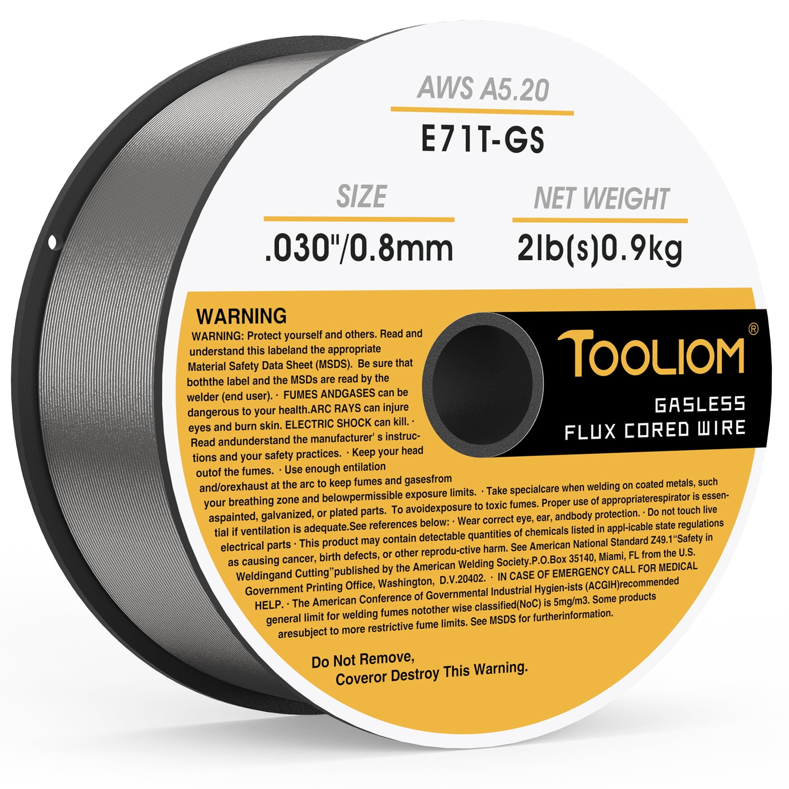 Tooliom E71T-GS Flux Core Mig Welding Wire, .030" Diameter, 2-Pound ...