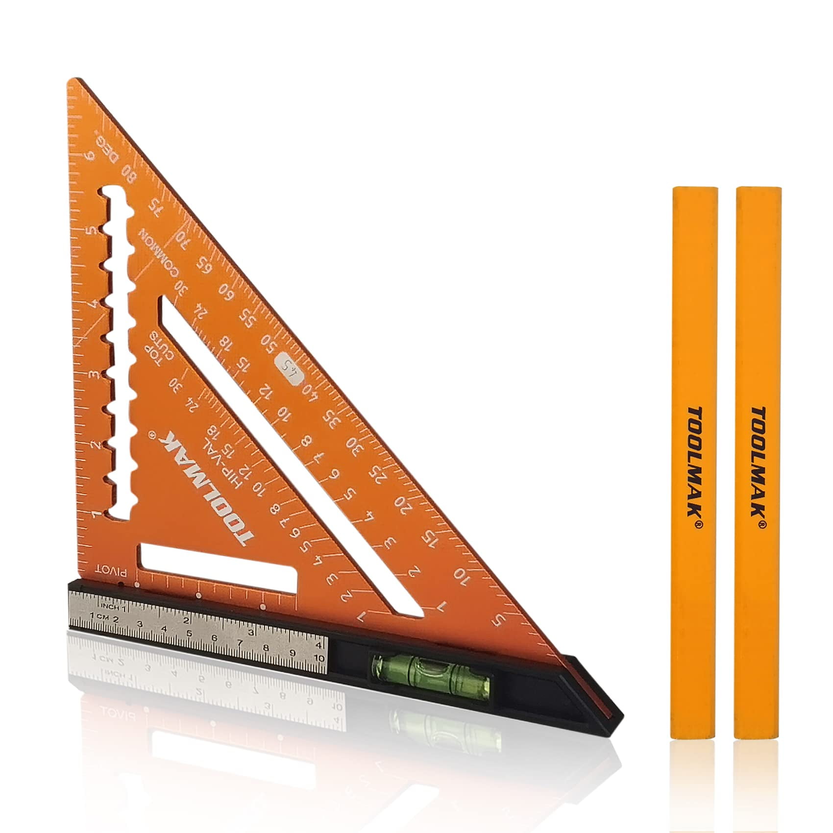 TOOLMAK Carpenter Square 7 Inch Aluminum Triangle Square, Rafter Square ...