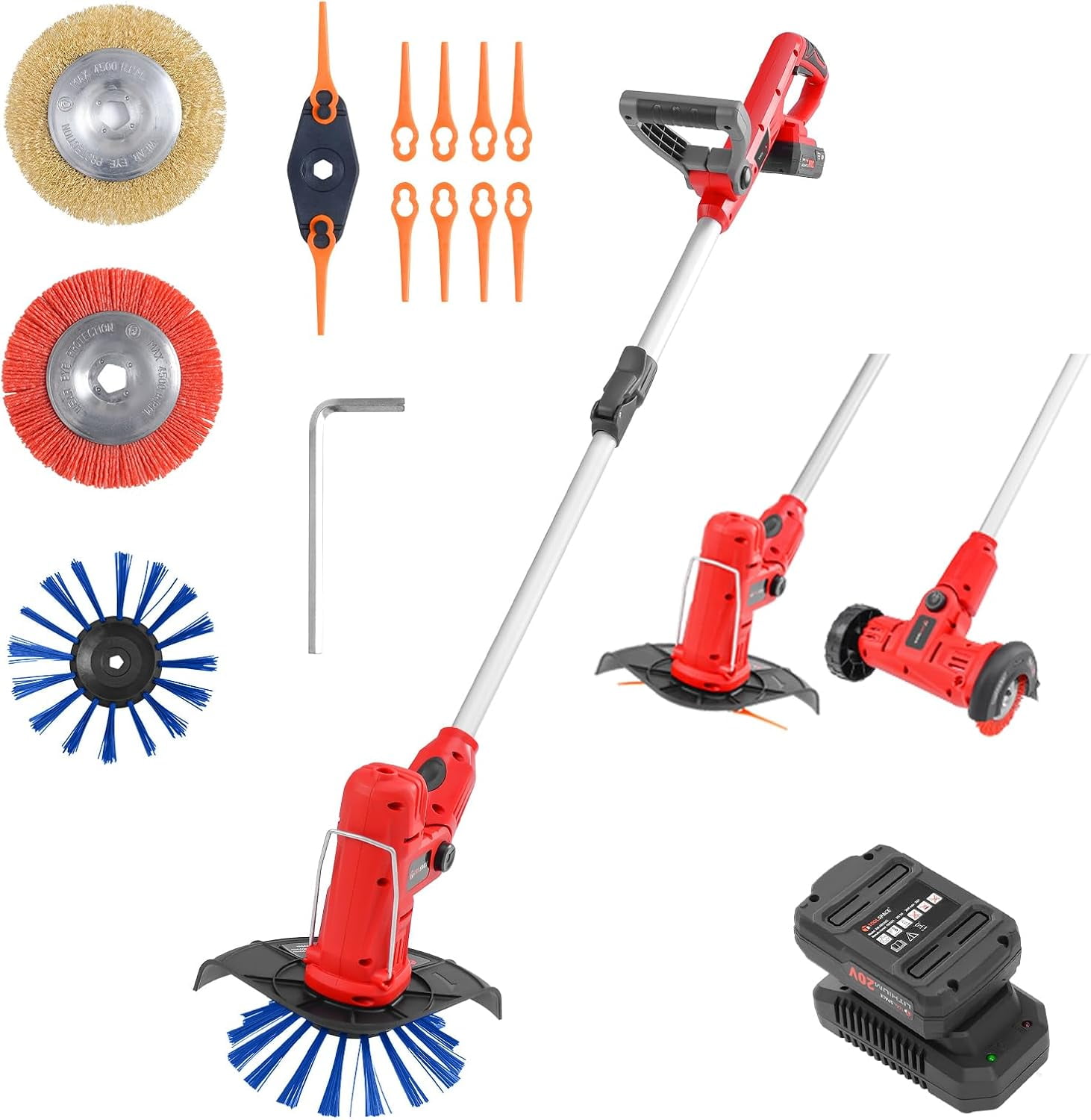 TOOLSPACE 3 in 1 Cordless Weed Wacker - Cordless Grass Trimmer 20V ...