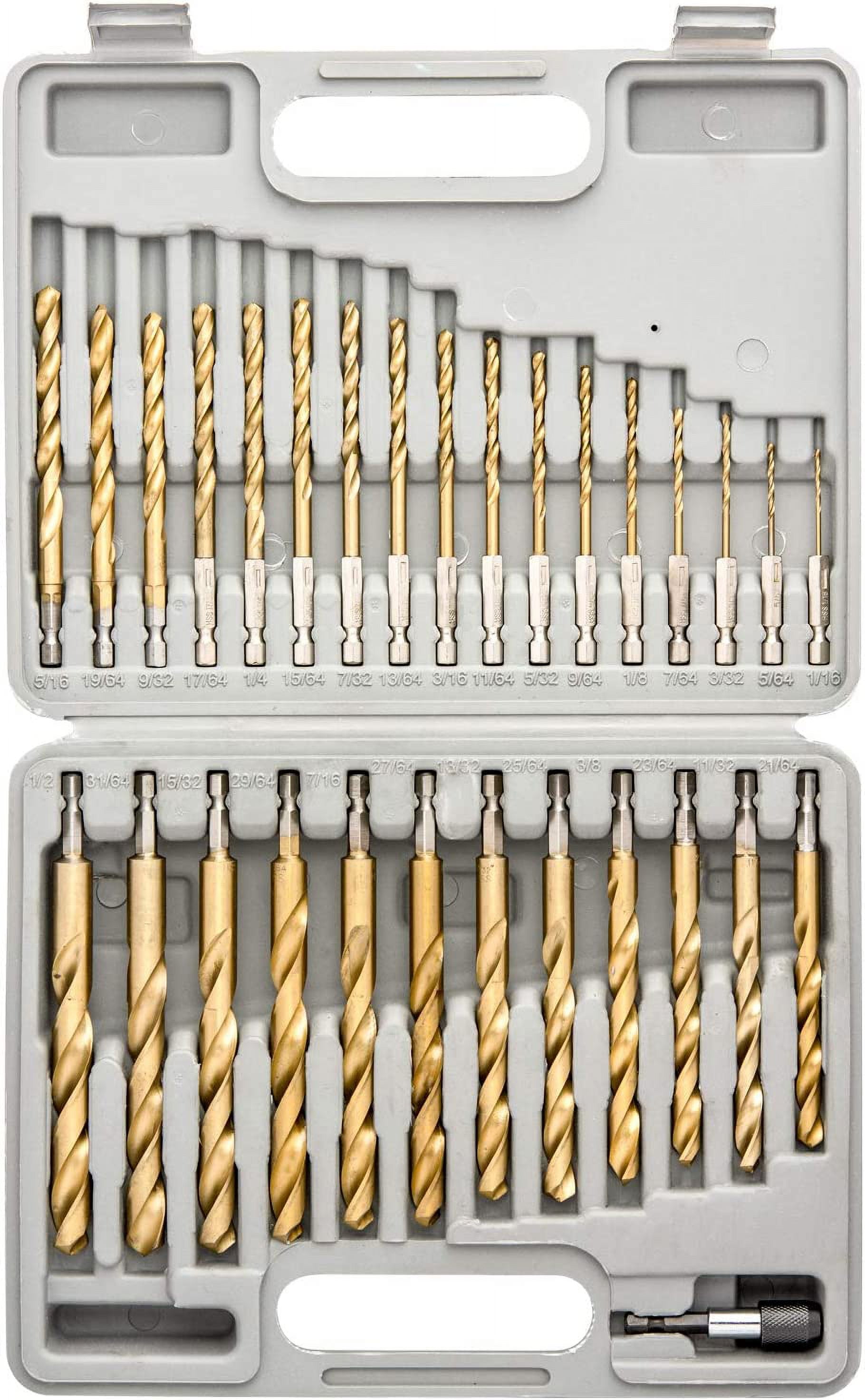 TOOLUXE 10055L Hex Shank Drill Bit Set, 30 Pc, Titanium Coated Metal ...