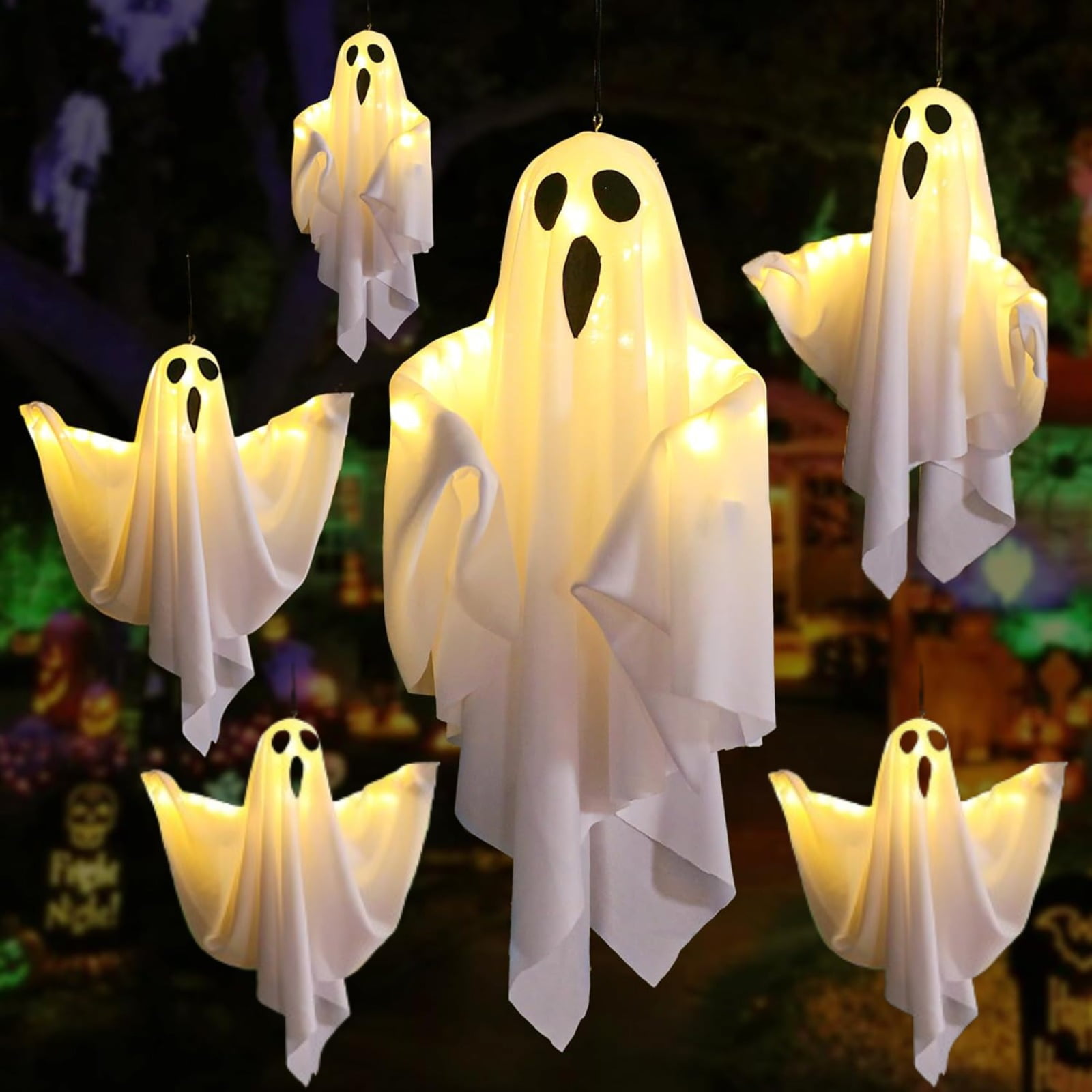 TOOPOOT 6-Pack Solar Ghost Lights for Halloween Decorations Outdoor ...