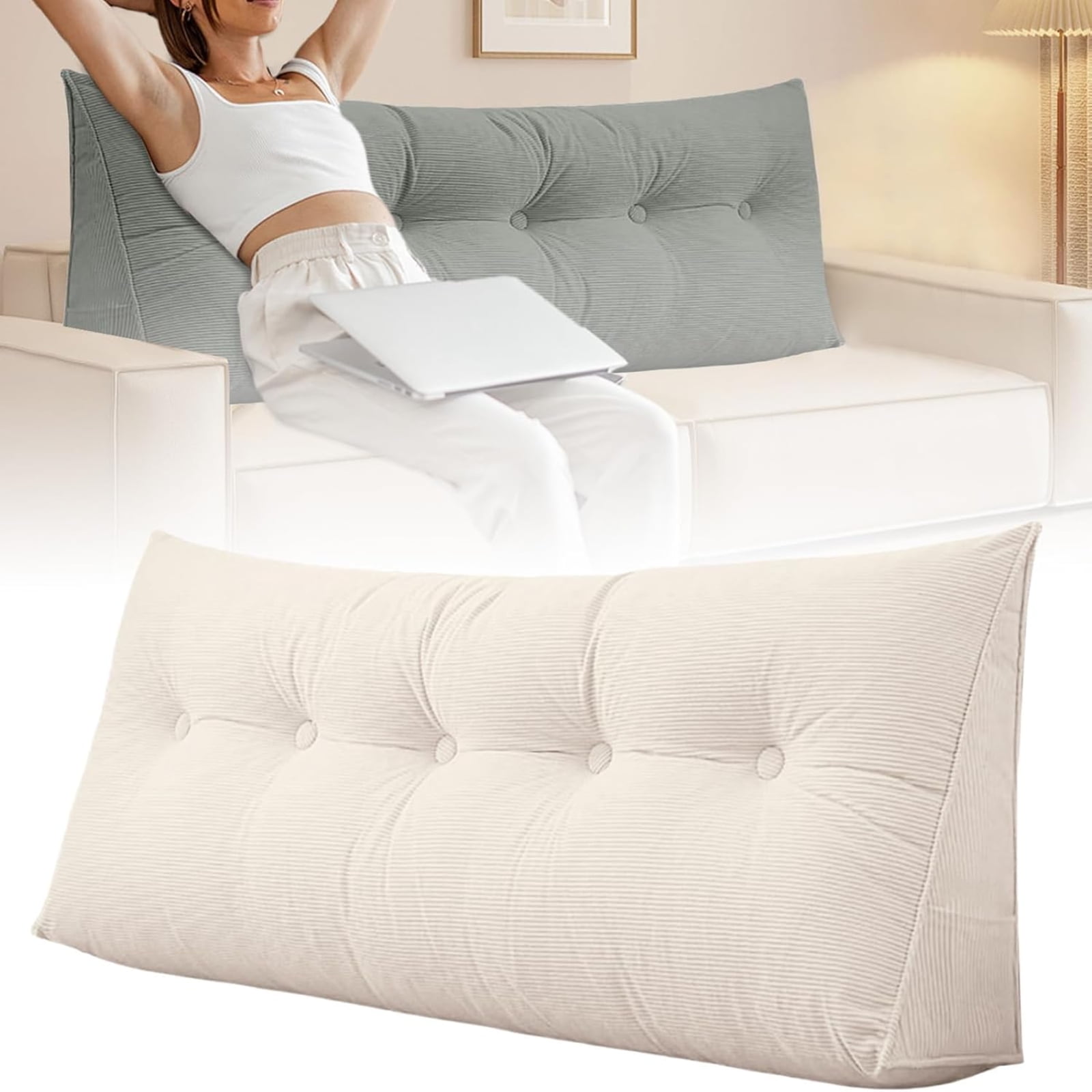 TOOPOOT Headboard Pillow Twin, Triangular Bed Wedge Backrest Reading ...