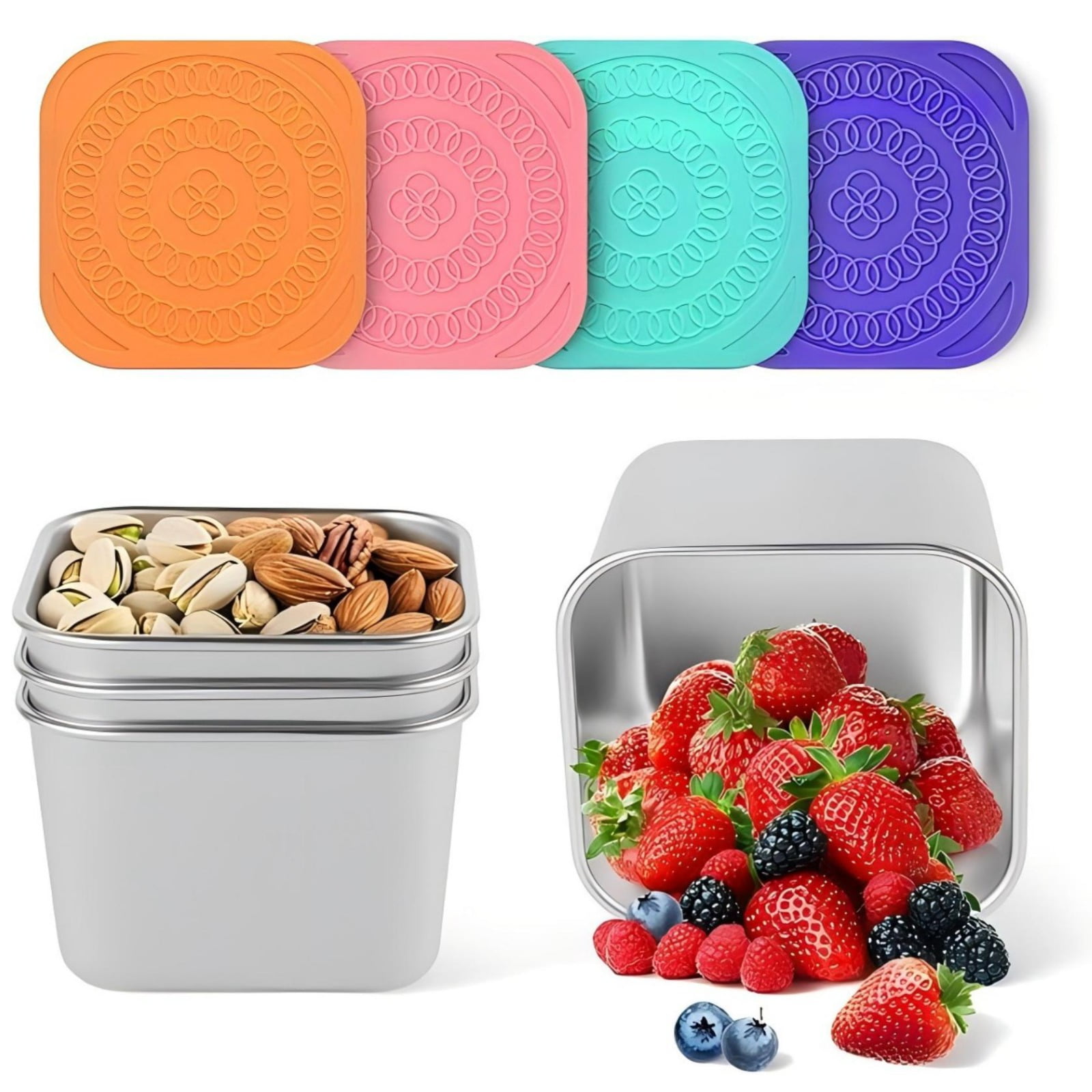 TOOPOOT Kids Leakproof Stainless Steel Snack Containers - Easy-Open ...