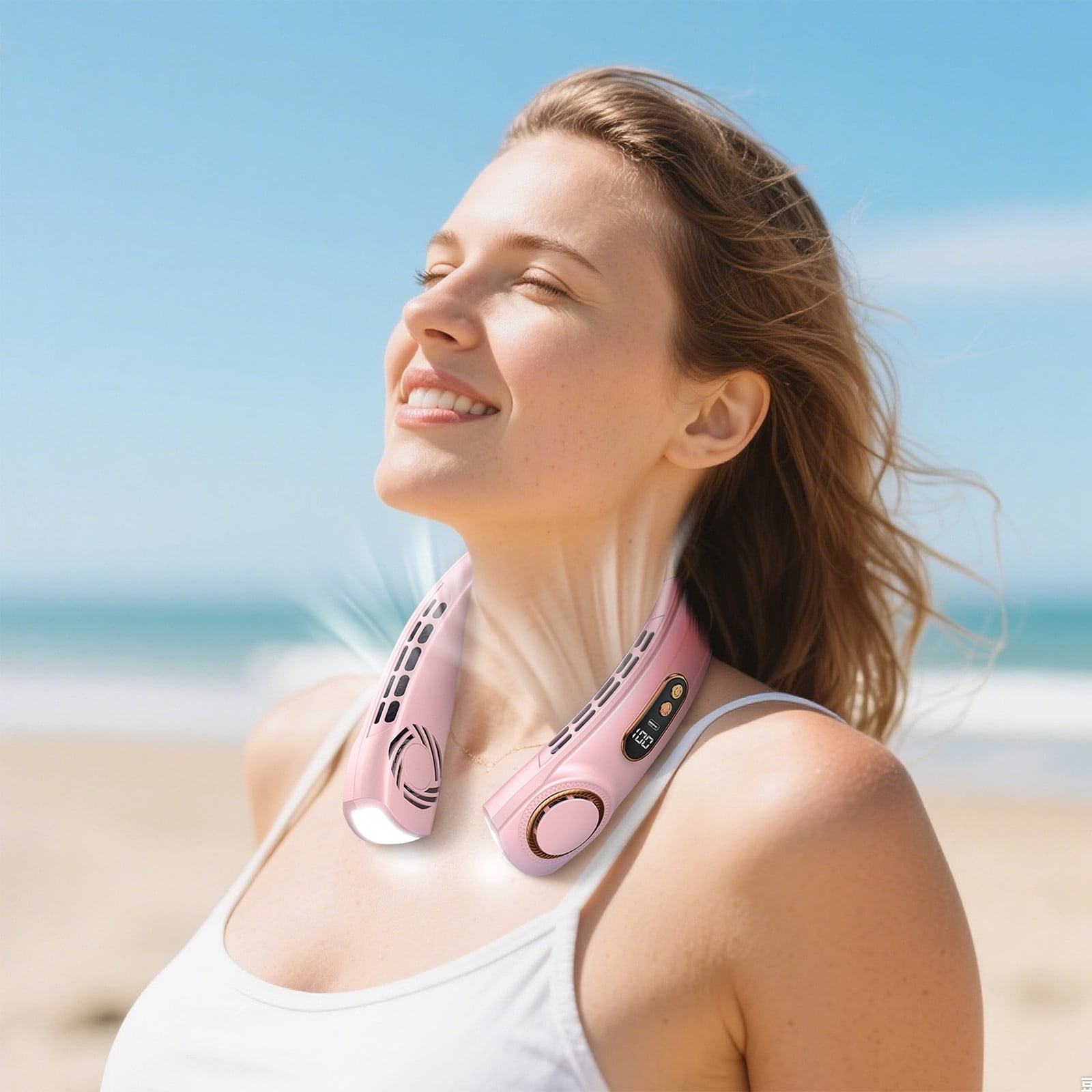 TOOPOOT Personal Cooling Neck Fan: LED Light & Cooling Plates Blow Cold ...