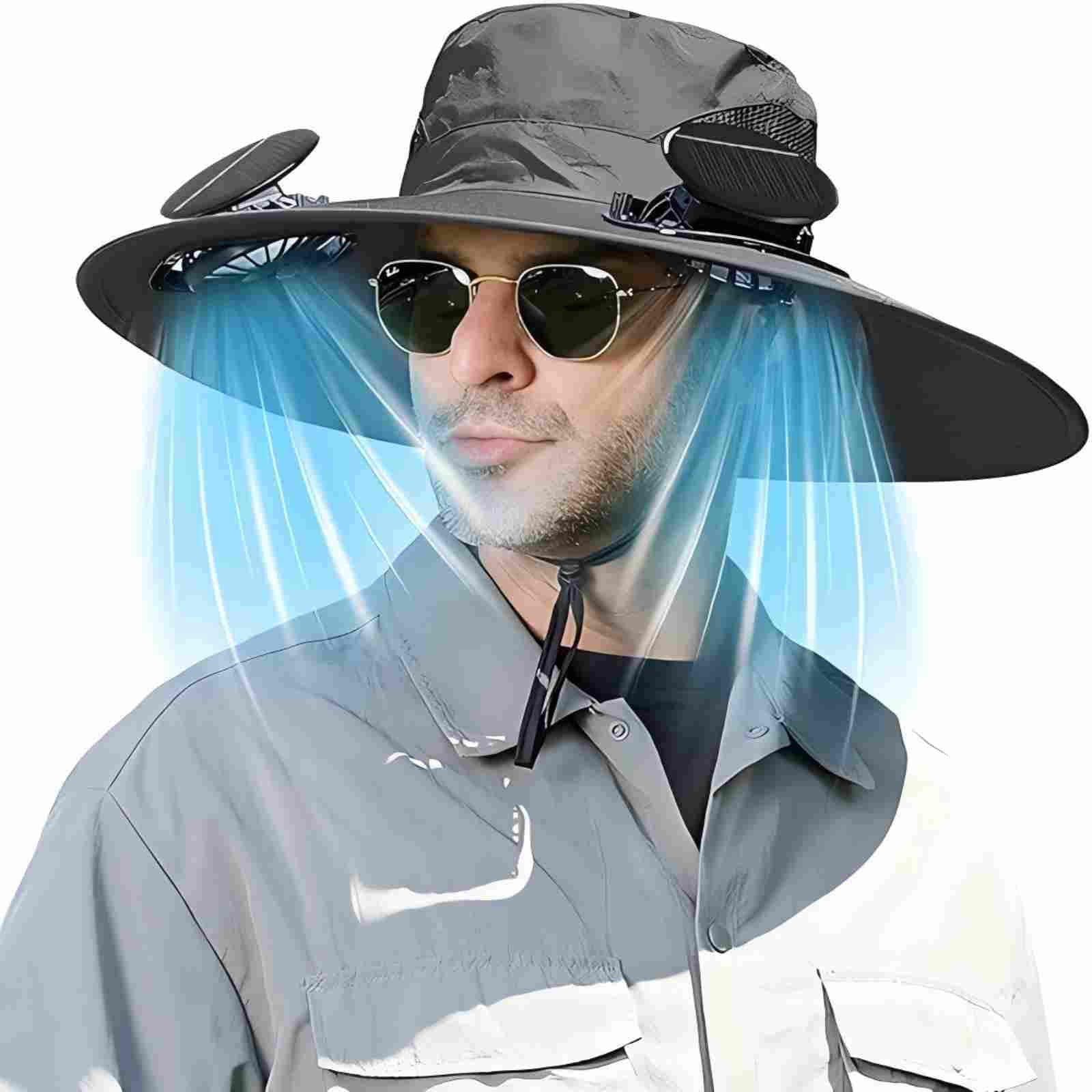 TOOPOOT Rechargeable Fan Hat (Solar & USB) - Wide Brim Sun Protection ...