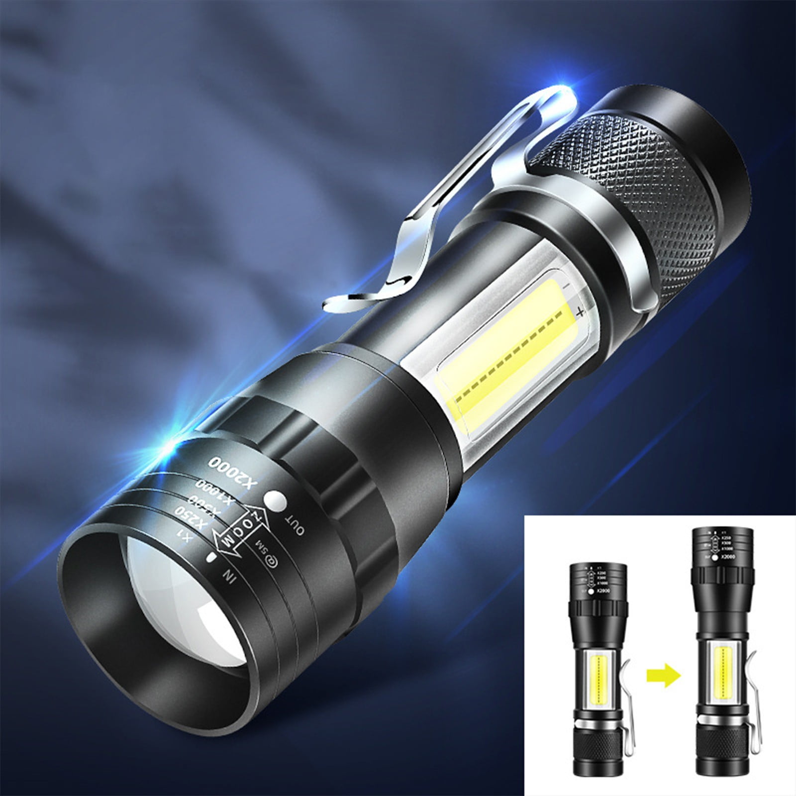 TOOPTY 1000-Lumen Rechargeable LED Flashlight - 4-Mode Zoomable ...