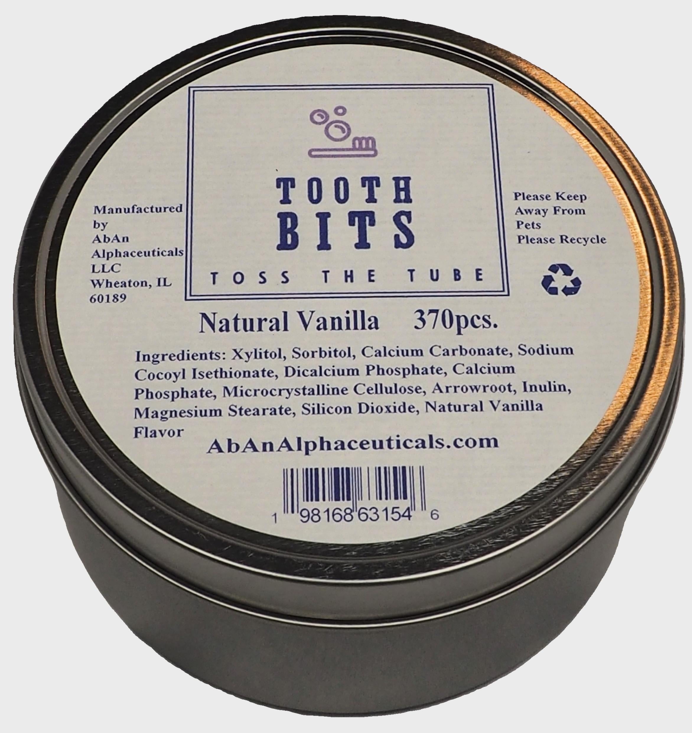 TOOTH BITS® Natural Vanilla toothbrushing tablets 6 months 370pcs ...