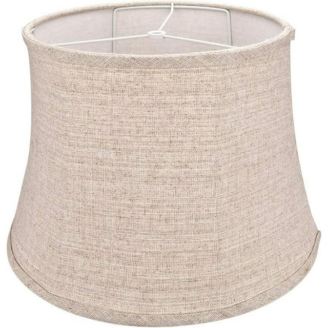 TOOTOO STAR Drum Lamp Shades, 12"D x 16"W x 11"H Brown Linen LampShade ...
