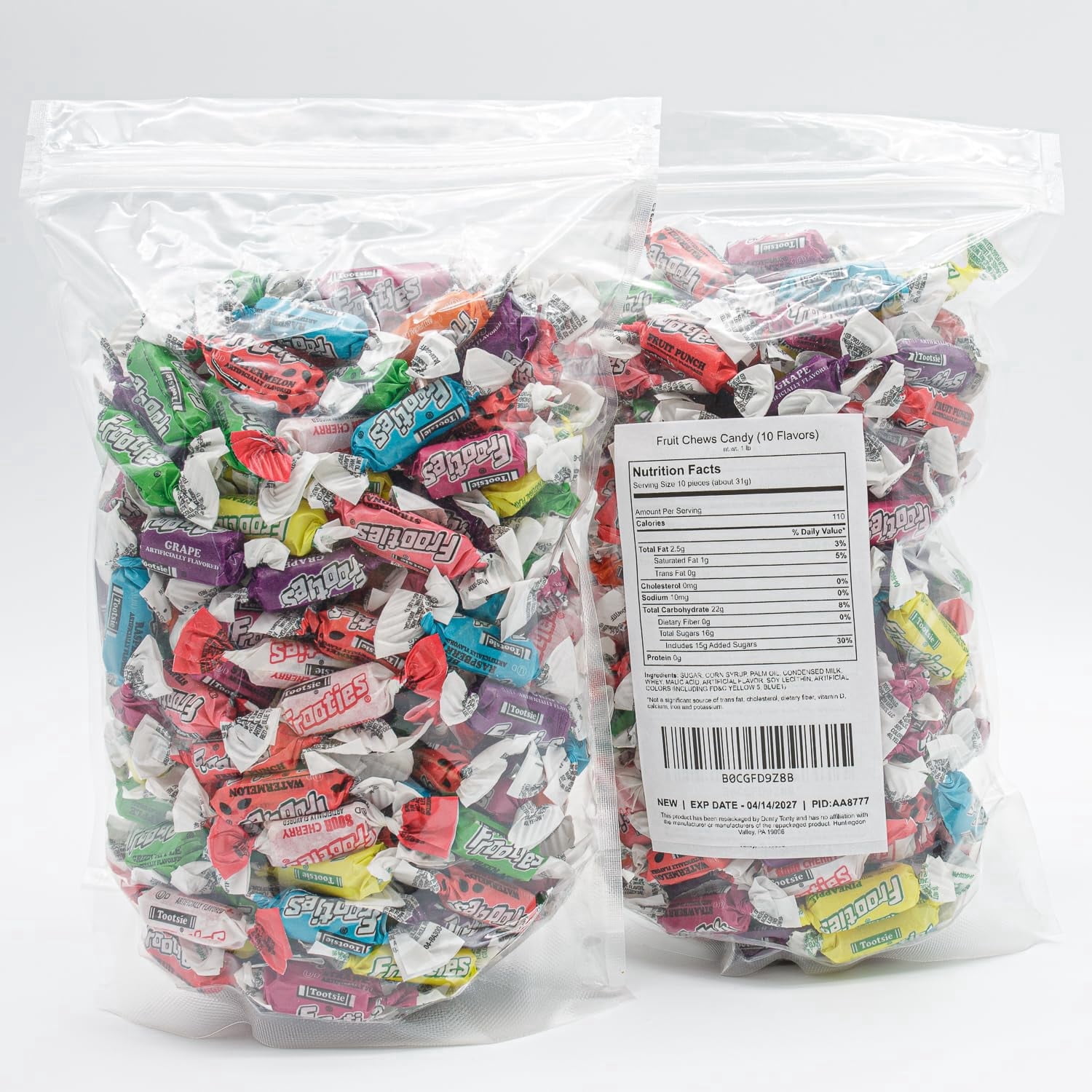 Tootsie Frooties Assorted Fruit Chewy Candies Bulk Bag, 10 Flavors ...