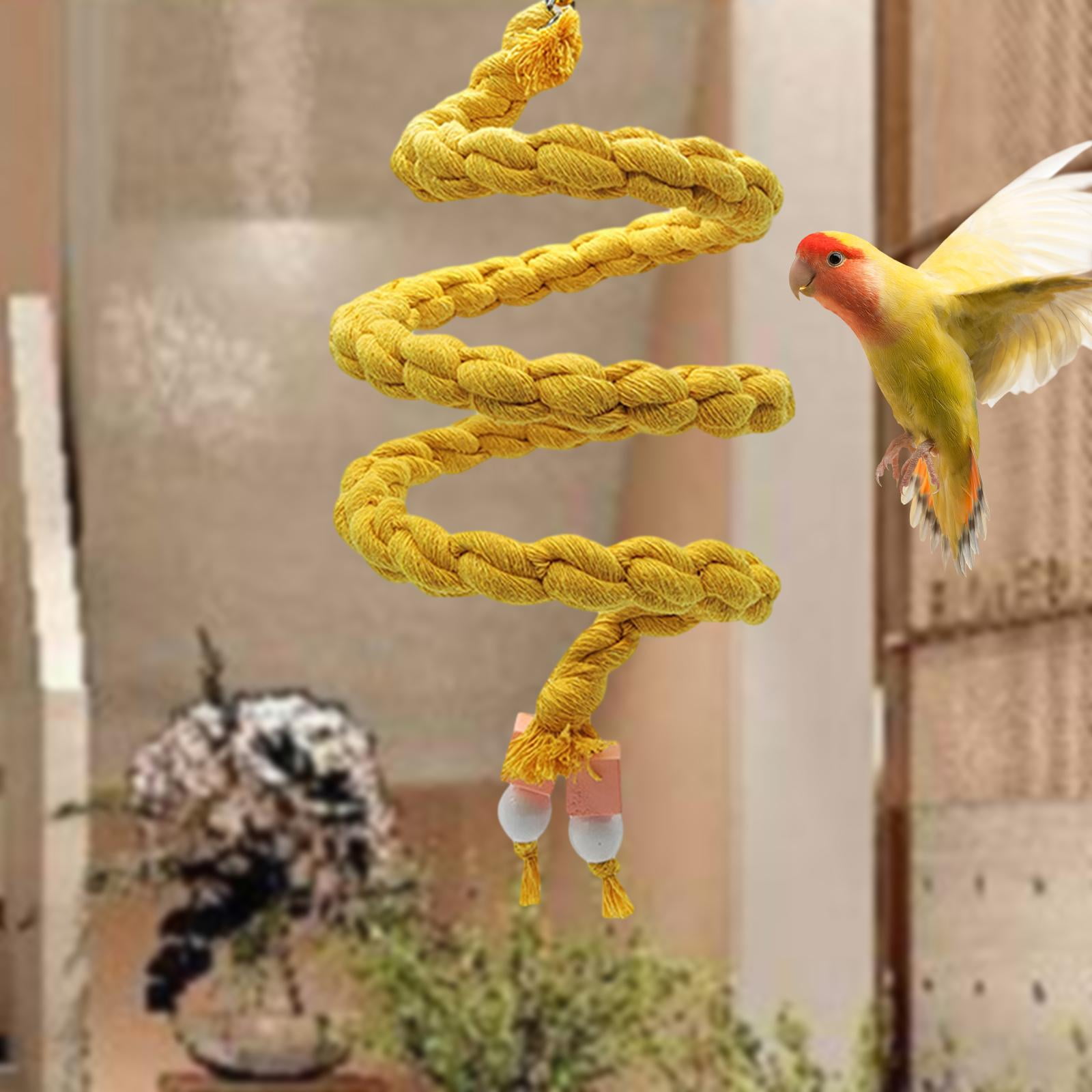 TOOYFUL Bird Rope Perches Birdcage Toy Woven Spiral Rope Thick Hanging ...