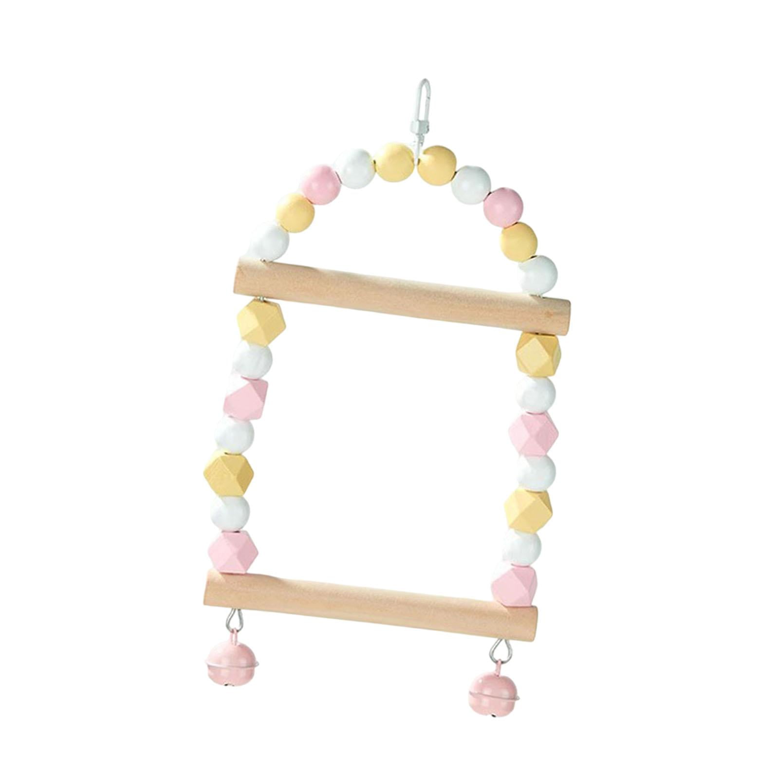 TOOYFUL Bird Swing Toy Wooden Bridge Steps Stairs Climbing Swing 2 Tier ...