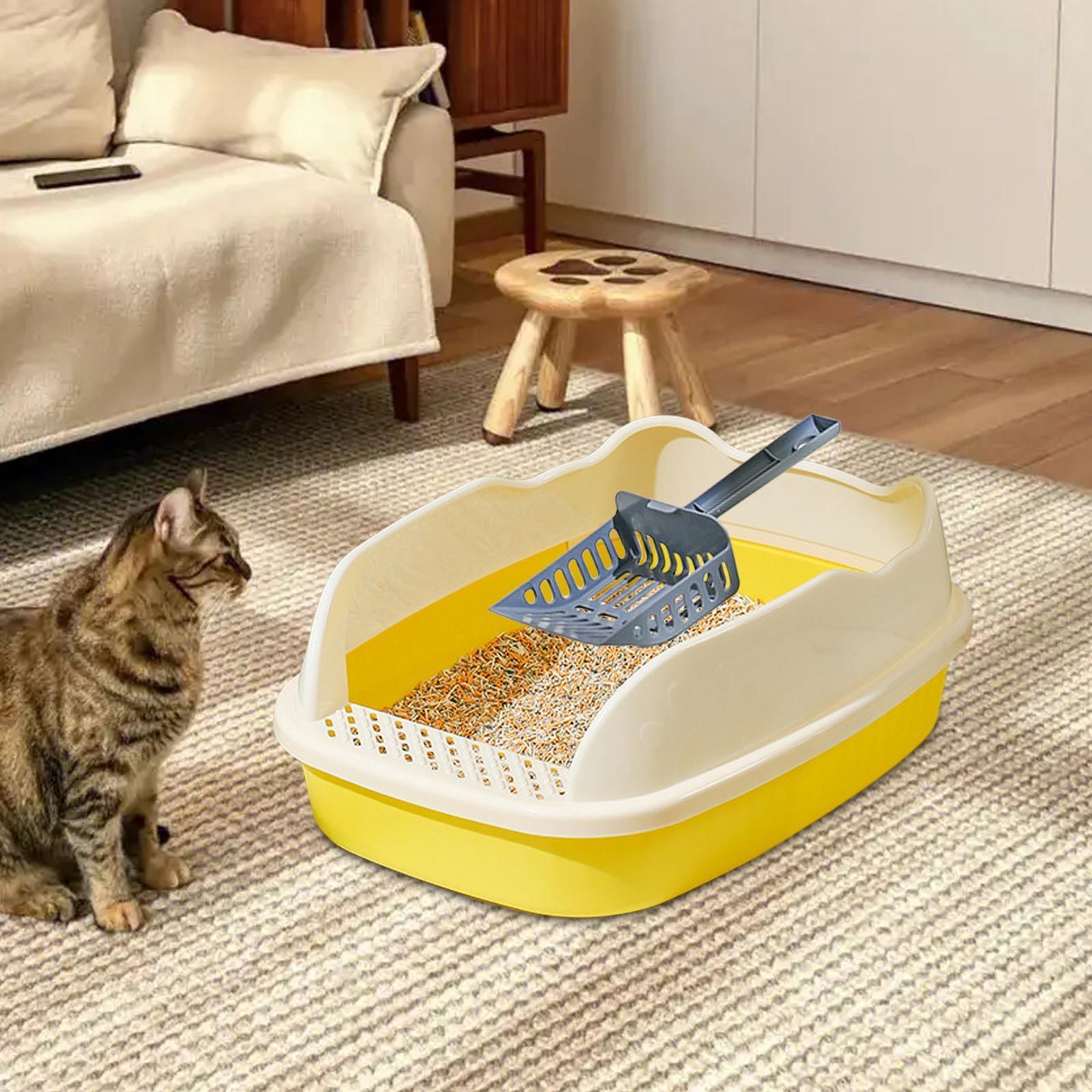 TOOYFUL Large Open Cats Kitten Potty Toilet Semi Closed High Sided ...
