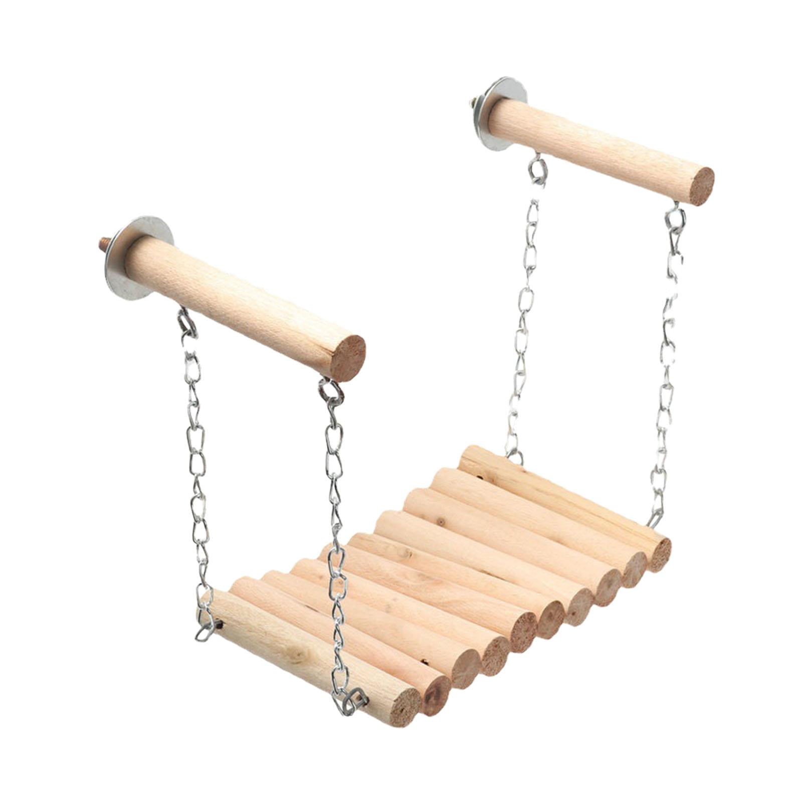 TOOYFUL Wooden Birds Parrots Ladder Stand Bird Training Perch Stand ...