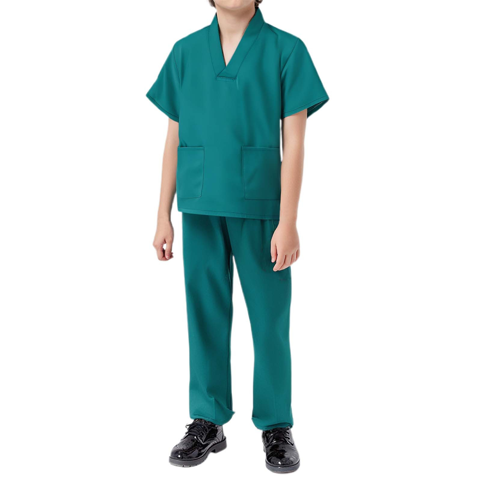 TOOYOU Boys Girls Outfit Set Solid Color Doctor Nurse Lab Coat Two ...