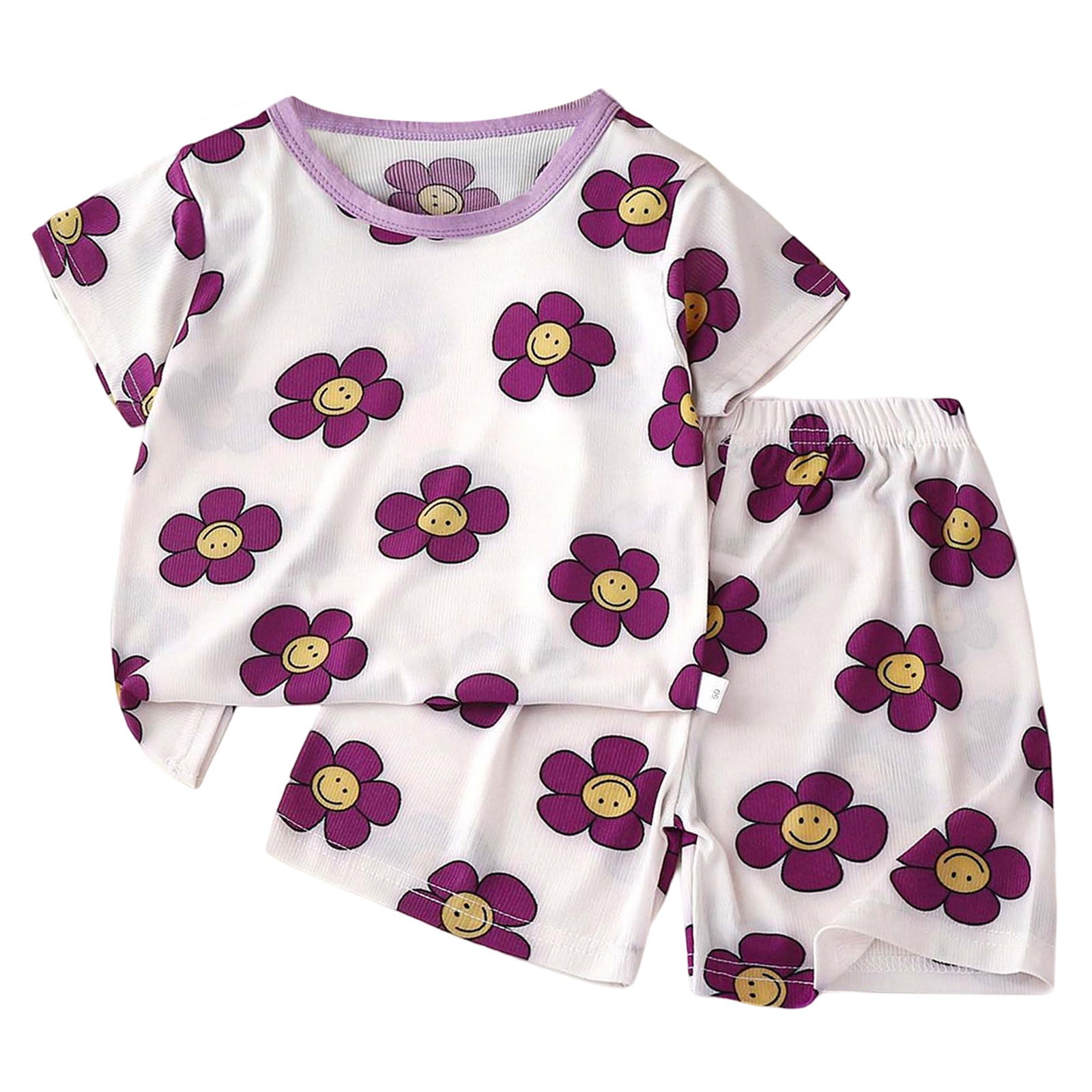 TOOYOU Girls Outfit Cartoon Animal Print Shorts & T Shirt Set Toddler ...