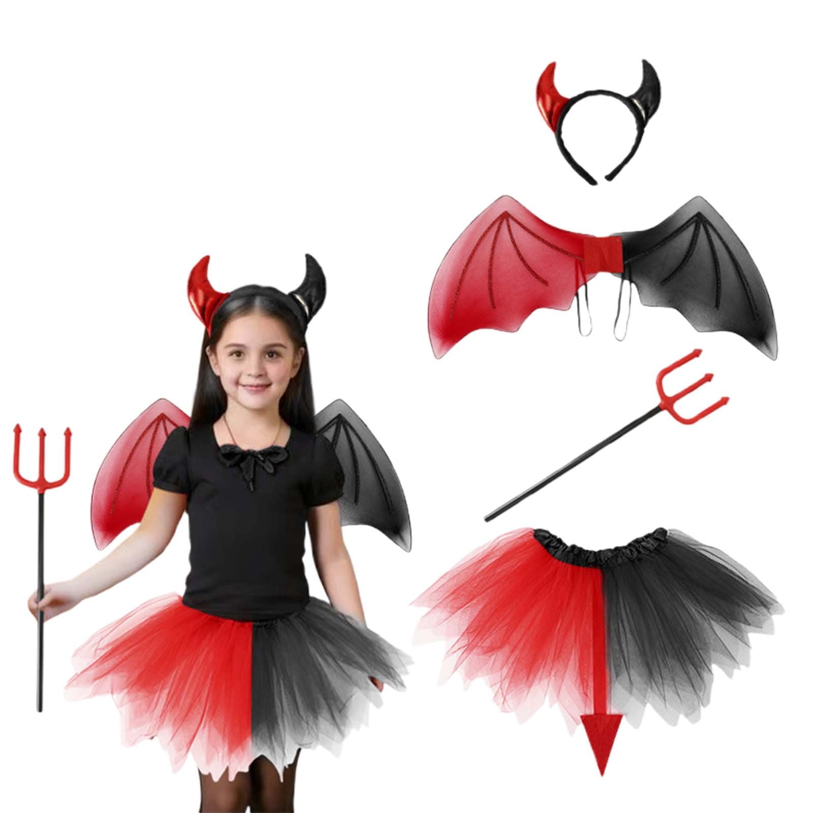 TOOYOU Girls Outfits Red 4 Piece Party Dress Up Accessories For Themed ...