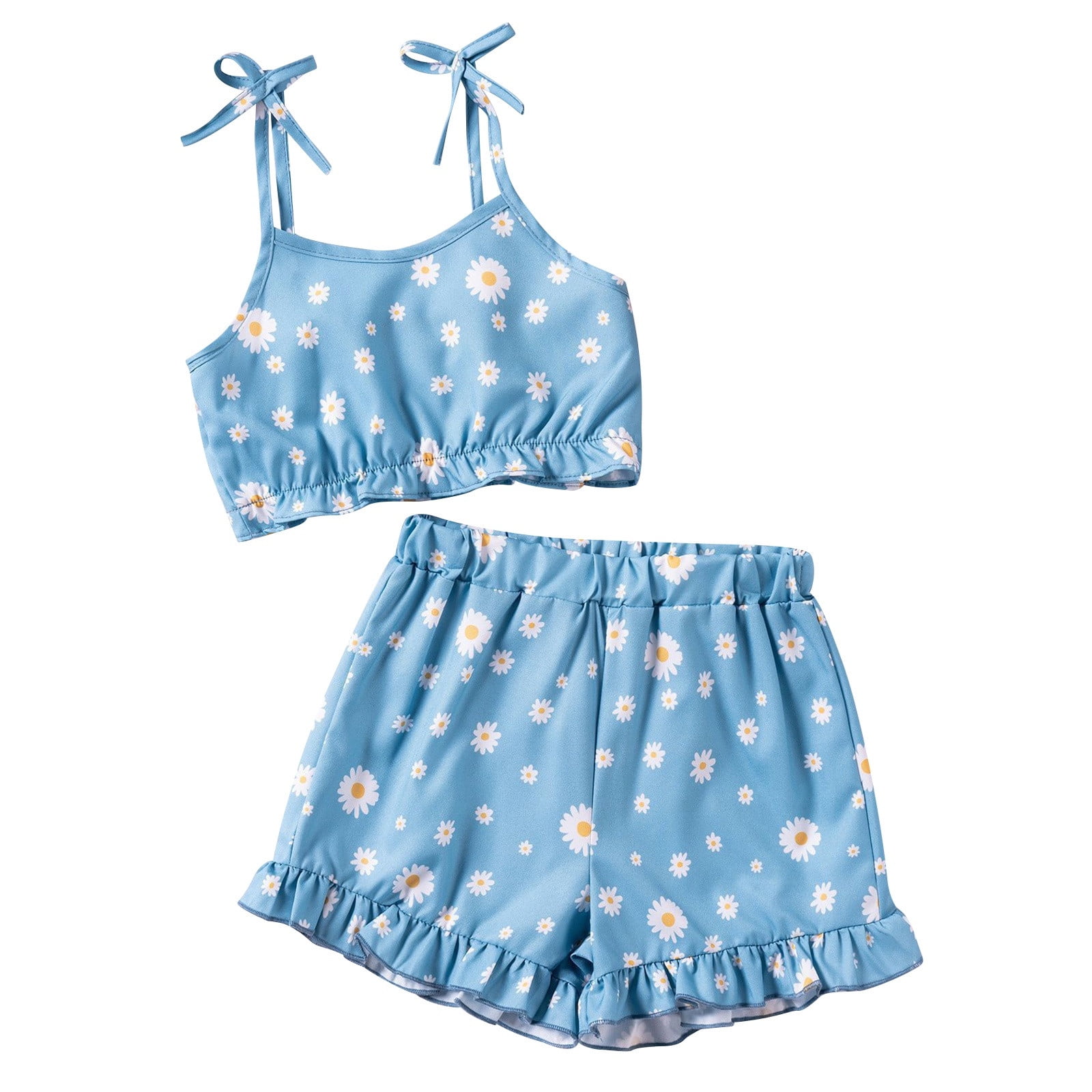 TOOYOU Girls Outfits Summer Sweet Floral Print Crop Top And Ruffle ...
