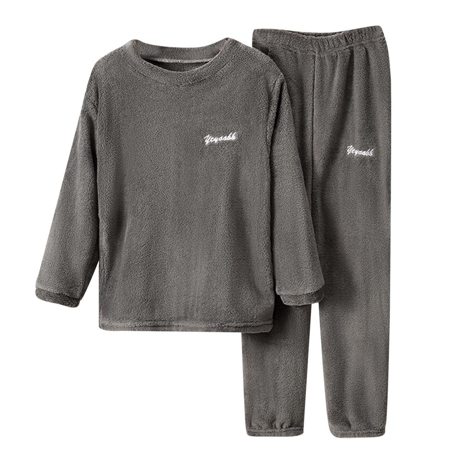 TOOYOU Girls Pajamas Set Long Sleeve Flannel Sleepwear 2 Piece Solid ...
