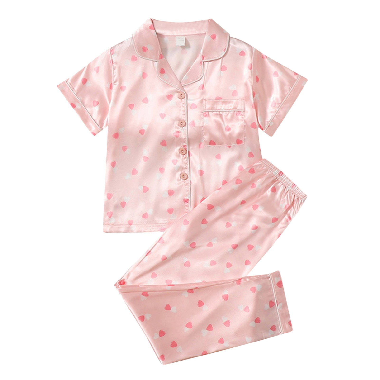 TOOYOU Girls Sleepwear 2 Pack Pajamas Satin Pjs Set Silk Nightwear ...