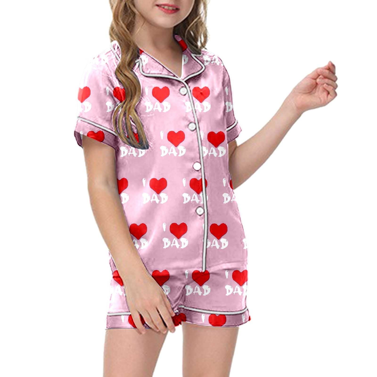 TOOYOU Girls Sleepwear Outfit Sets Children Diy Anniversary Print Silk ...