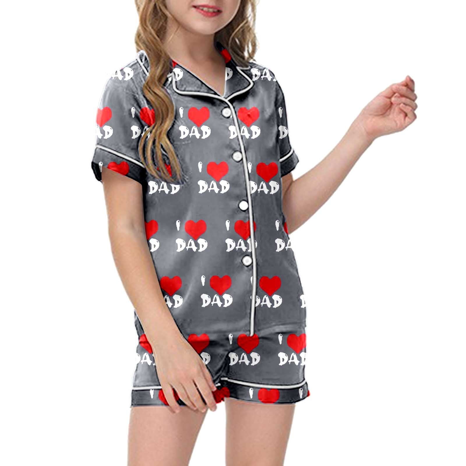 TOOYOU Girls Sleepwear Outfit Sets Children Diy Anniversary Print Silk ...