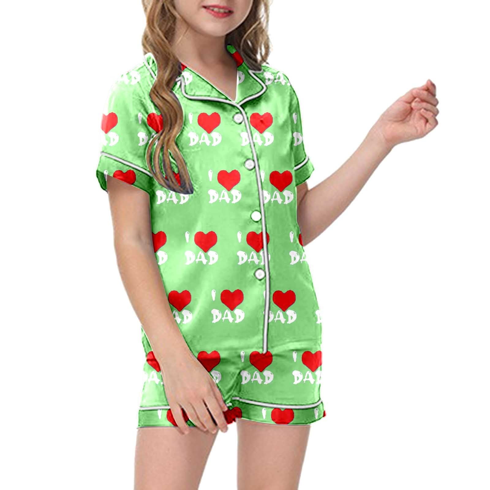 TOOYOU Girls Sleepwear Outfit Sets Children Diy Anniversary Print Silk ...