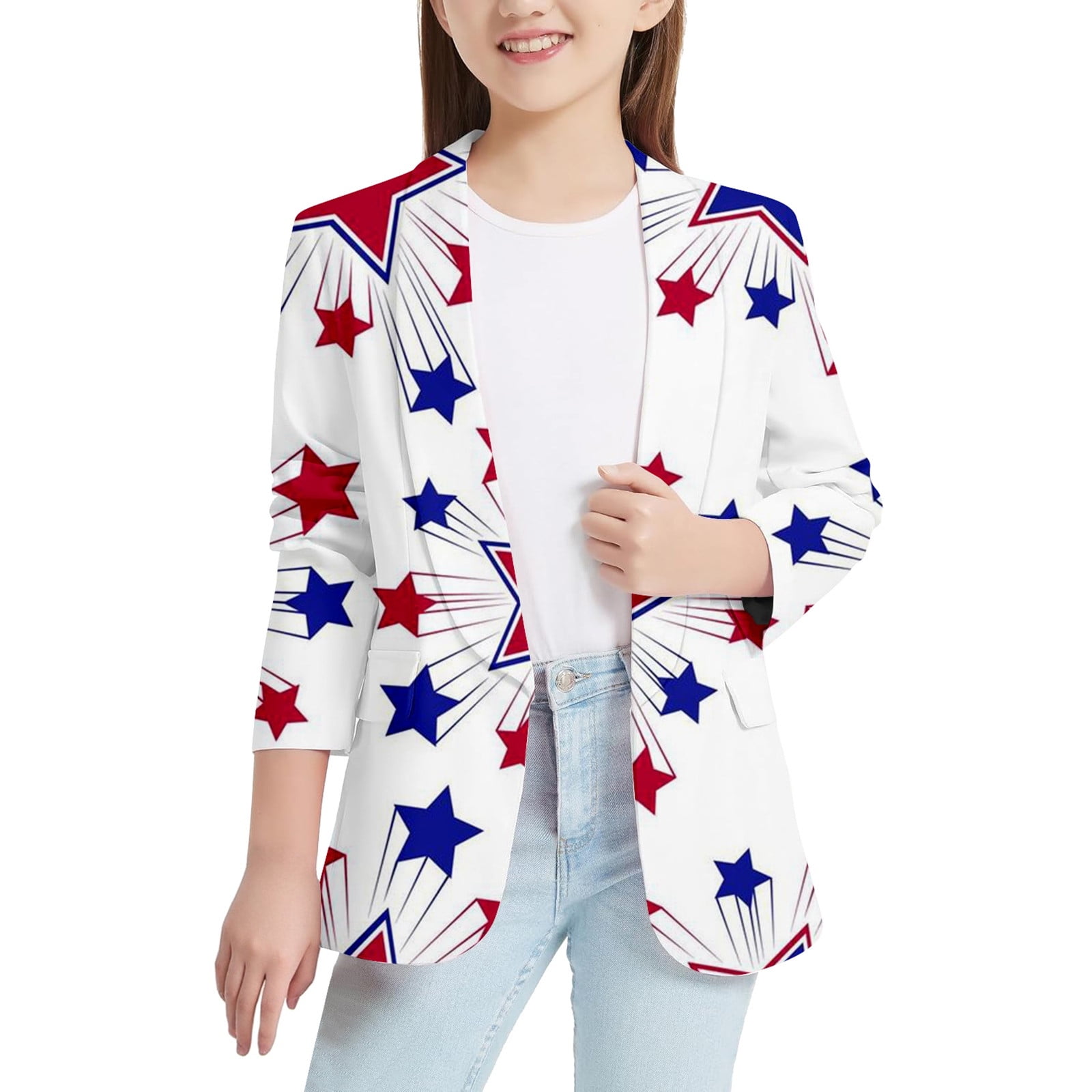 TOOYOU Girls Suit Jacket 4th Of July Top For Kids Independence Day ...