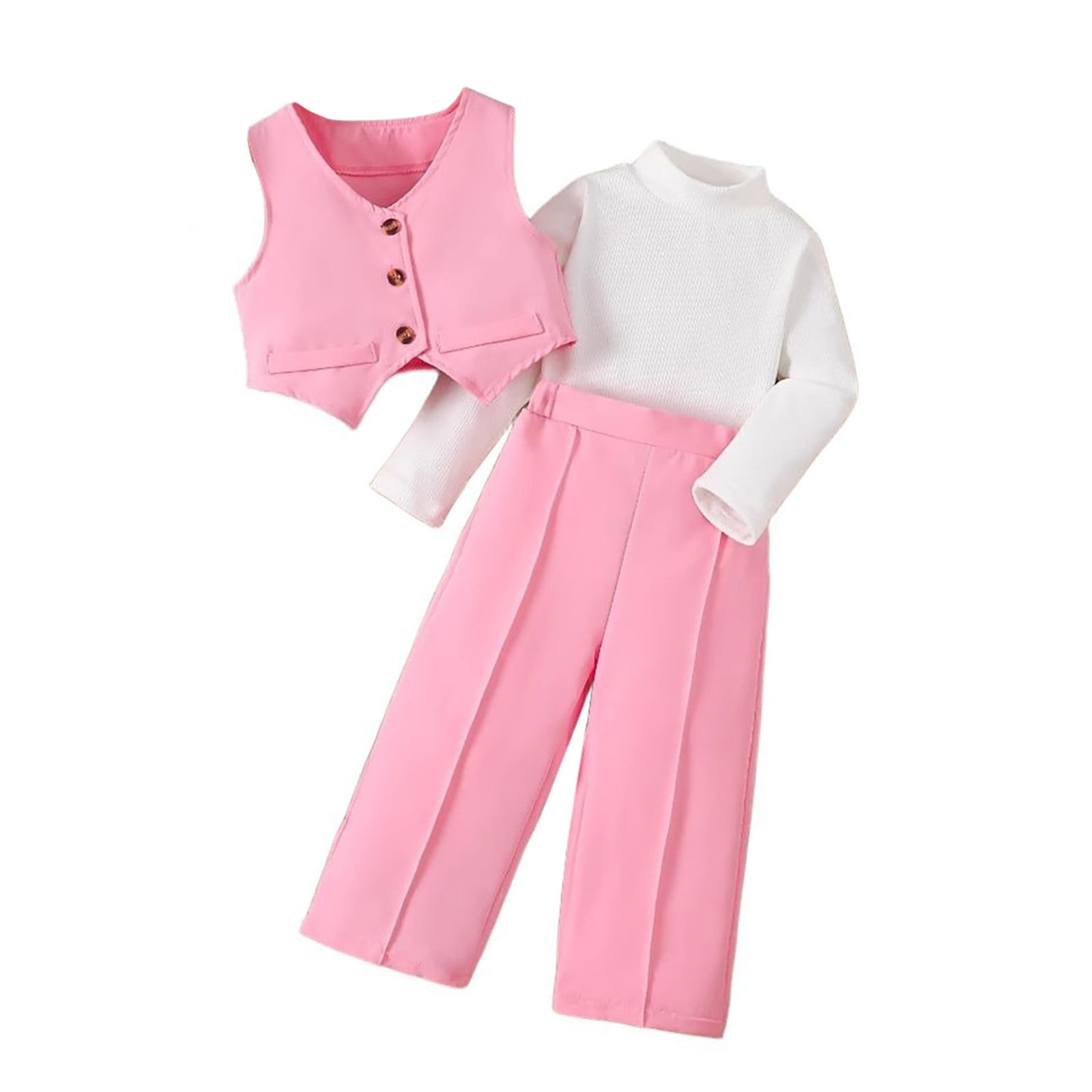 TOOYOU Girls Summer Outfit Sets Vest Suits 3 Piece Outfit Tuxedo Set ...