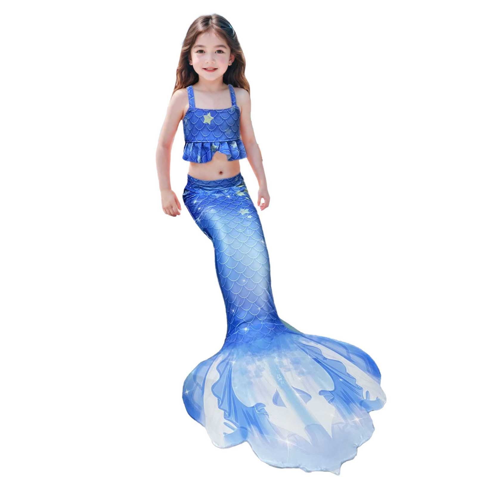 TOOYOU Girls Summer Swimsuit 3 Piece Bathing Suits Bikini Fish Tail Set ...