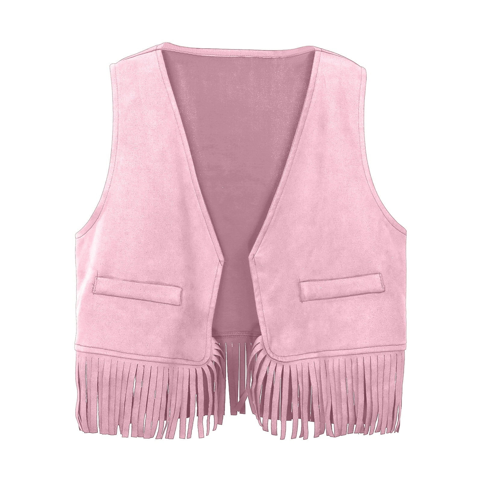 TOOYOU Girls Western Cowboy Cow Outfits Open Front Fringe Vest Party ...