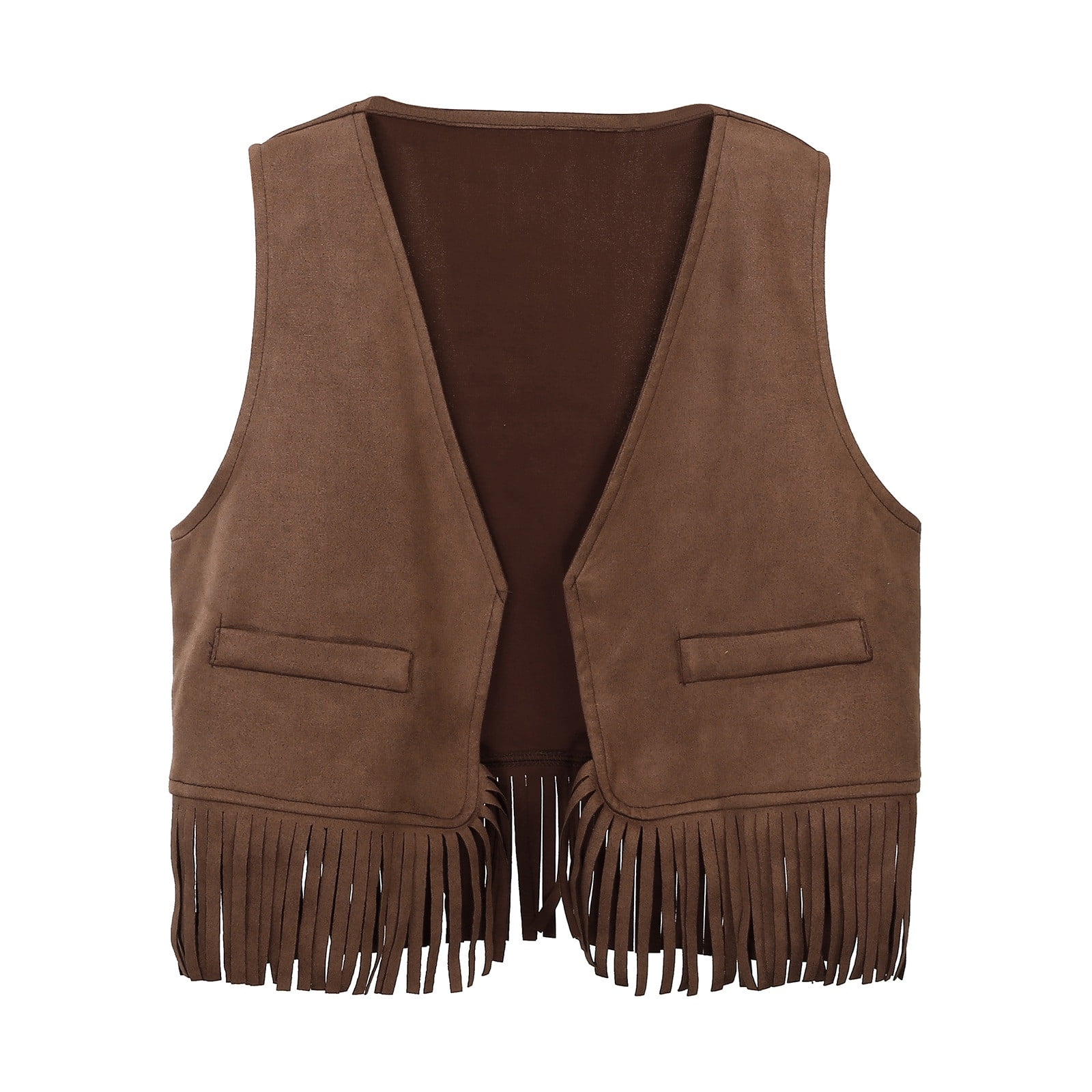 TOOYOU Girls Western Cowboy Cow Outfits Open Front Fringe Vest Party ...