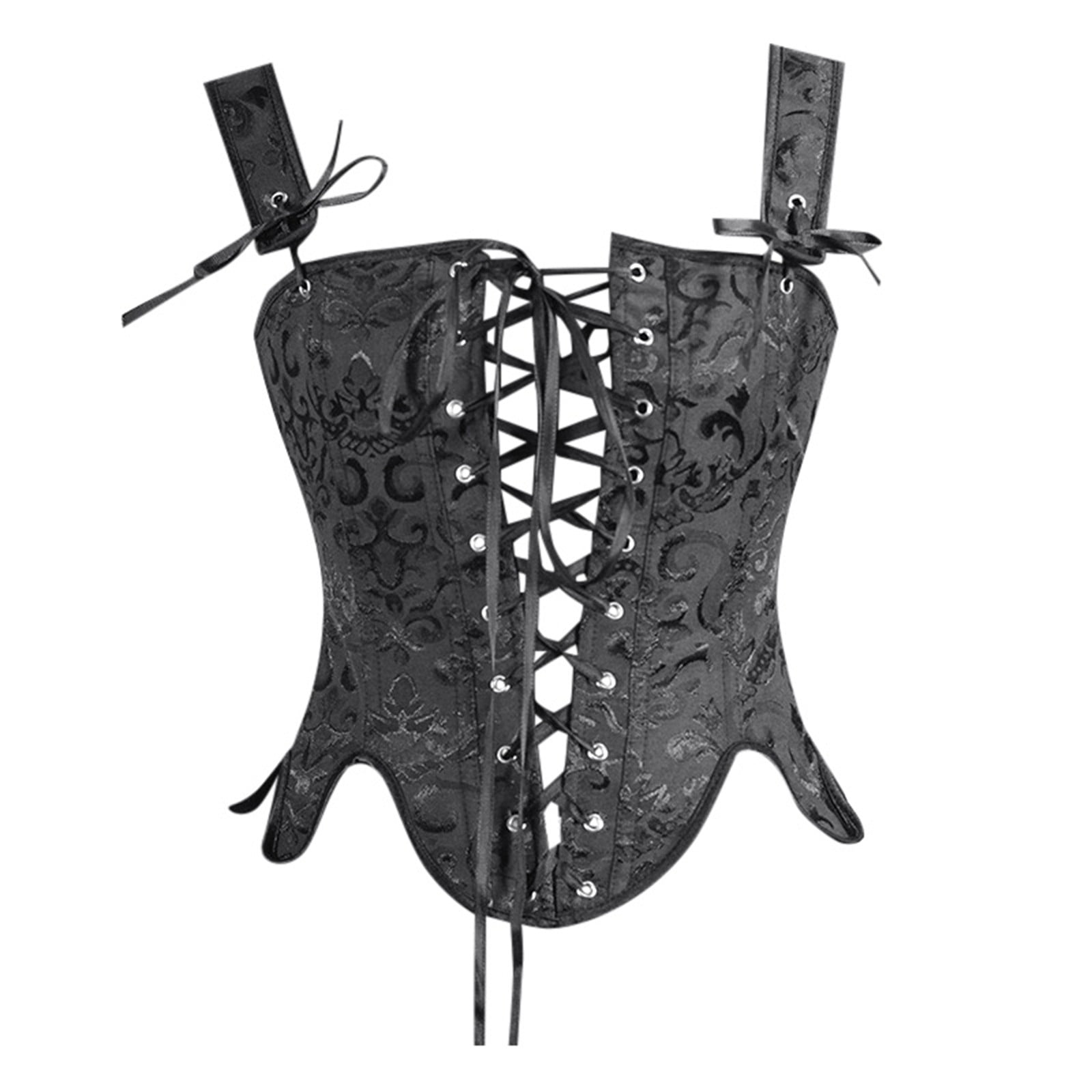 TOOYOU Women Corset Top New Fashion Strap Fish Bone Jacquard Petal ...