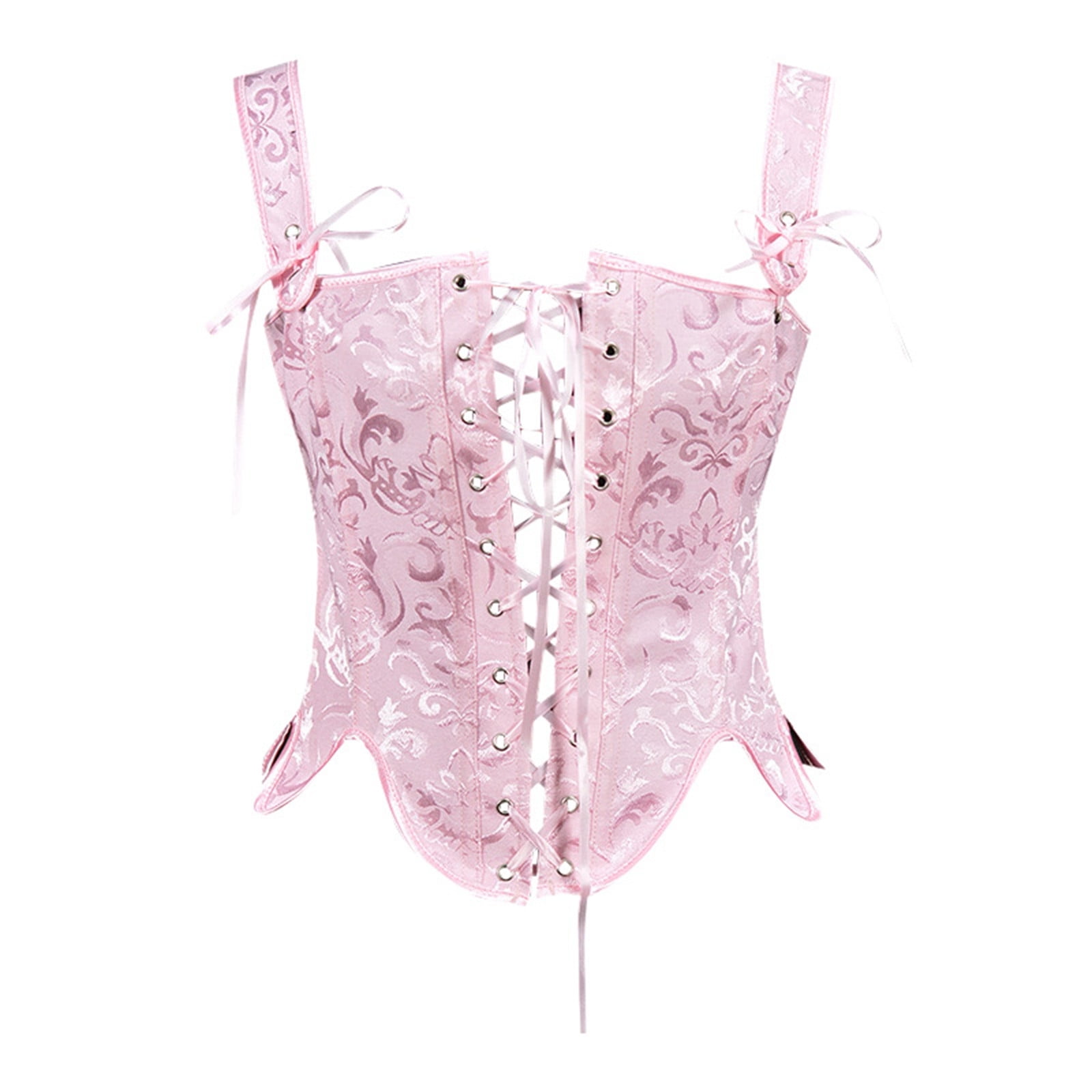 TOOYOU Women Corset Top New Fashion Strap Fish Bone Jacquard Petal ...