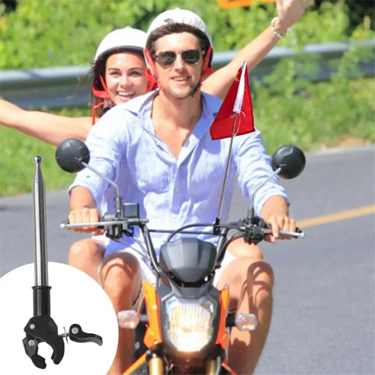 TOP! 1.2M Telescopic Flag Pole Stainless Steel Waving Flagpole Car ...