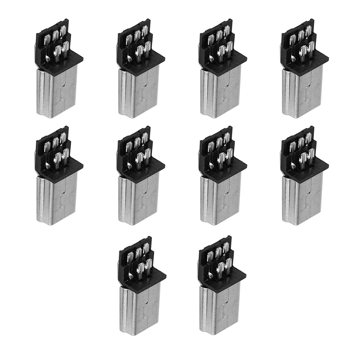 TOP! 10 Pcs Mini USB 5 Pin Male Plug DIY SMT Connector Silver Tone Dark ...