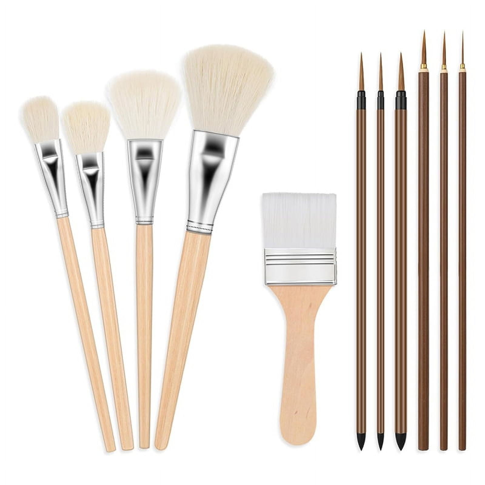 11 Pieces Pottery Glaze Tools Different Shapes Wooden Ceramic Brushes ...